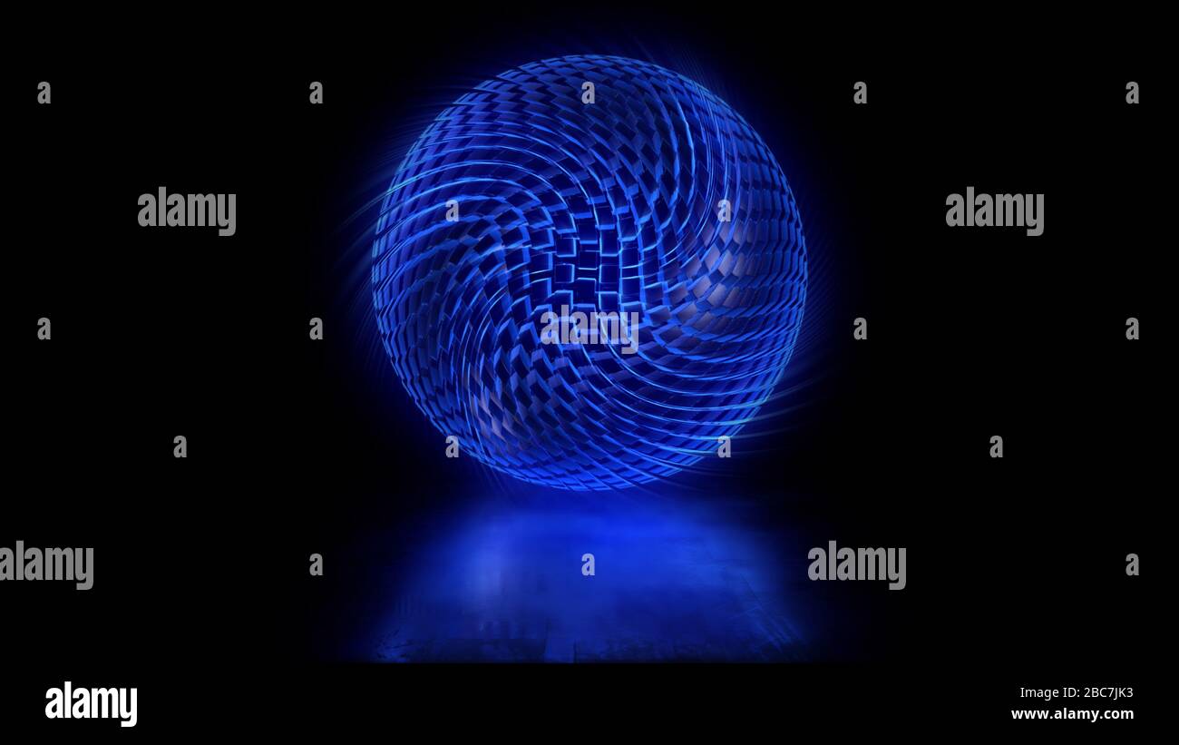 3D rendering of an abstract sphere from volumetric cubic blocks. Non-trivial and bright art ...