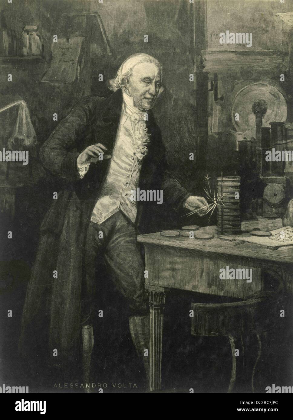 Portrait of Italian physicist and chemist Alessandro Volta, 1920s Stock ...