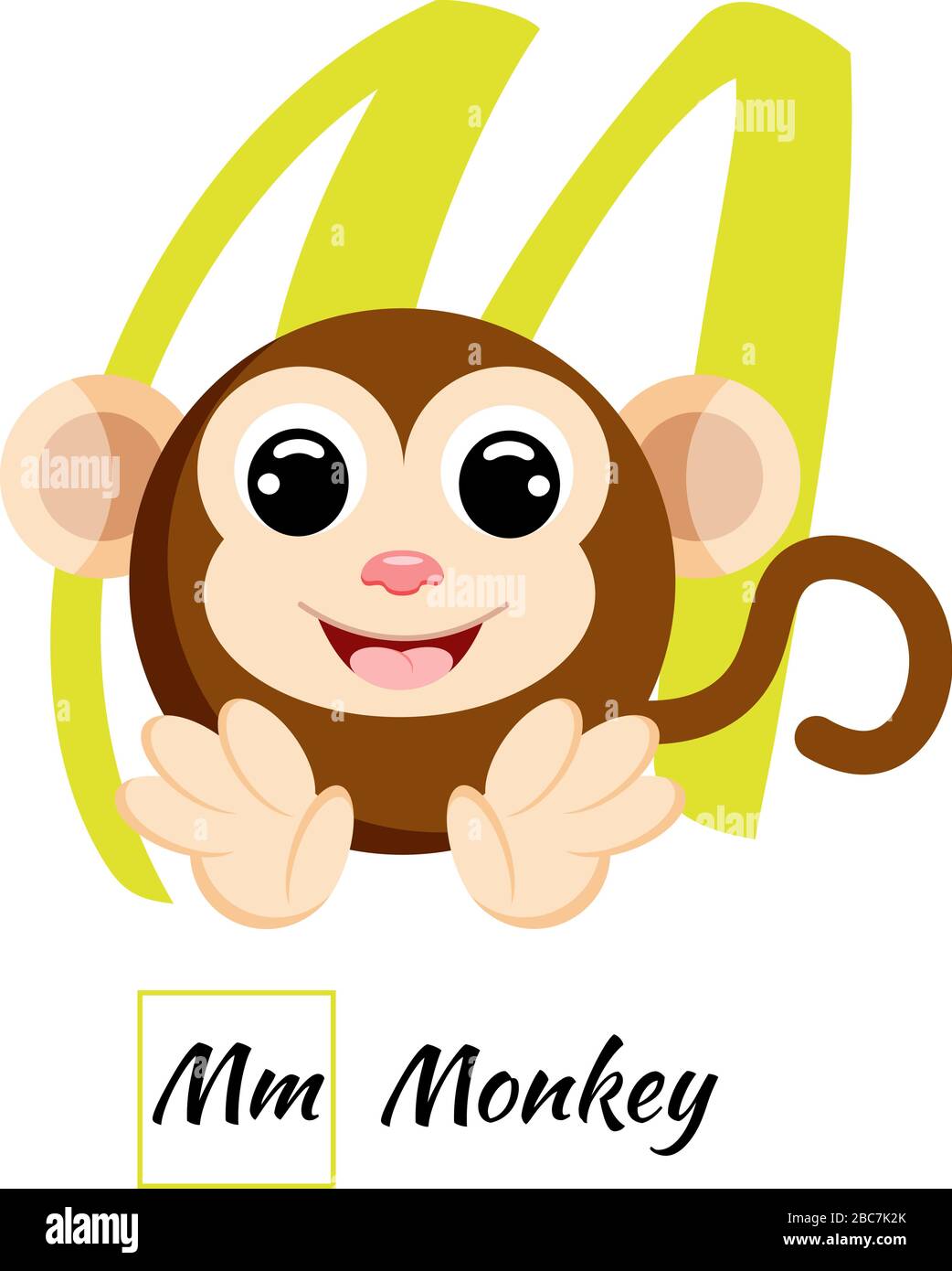 Cute English animal alphabet letter M vector image Stock Vector Image ...