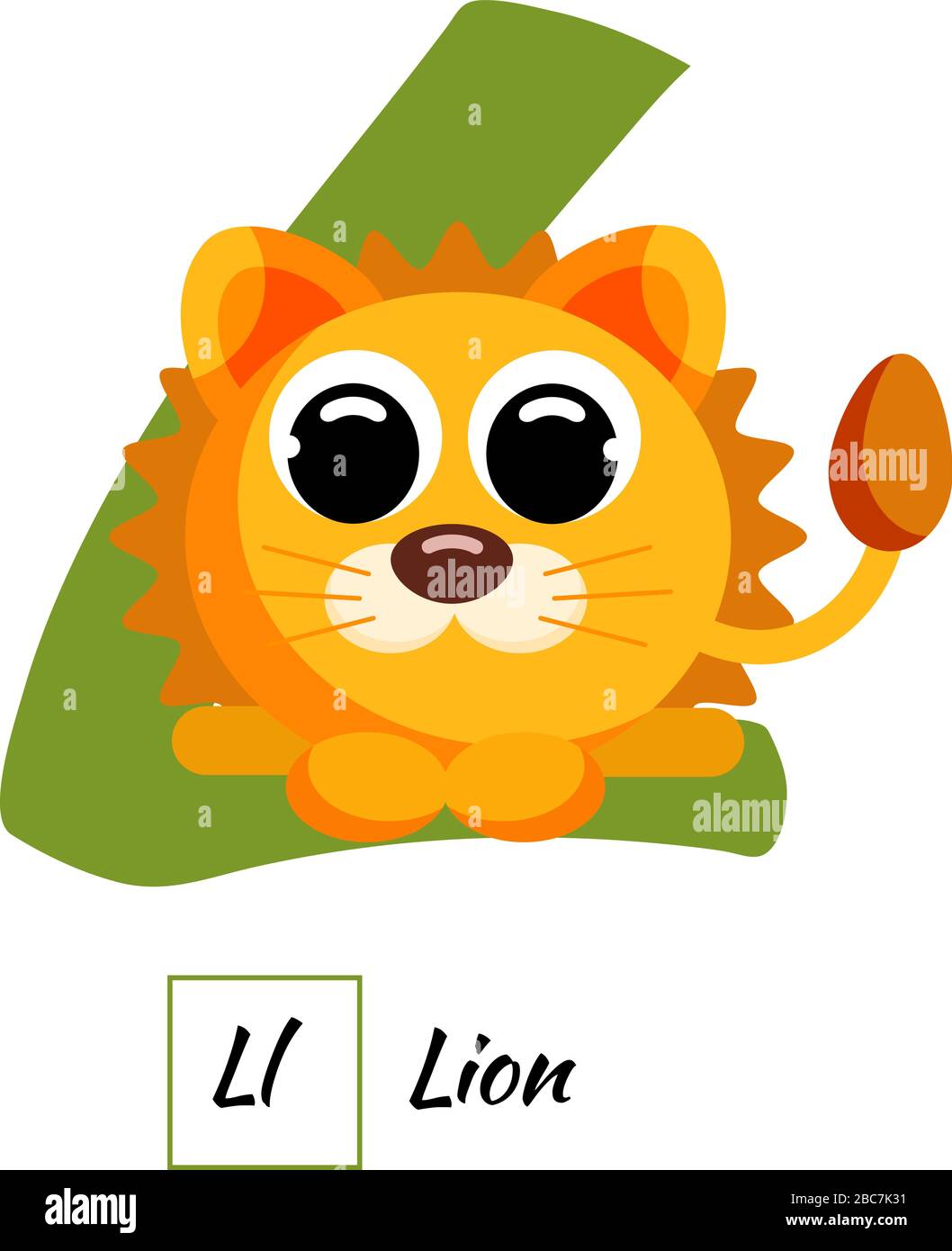 Cute English animal alphabet letter L vector image Stock Vector Image ...