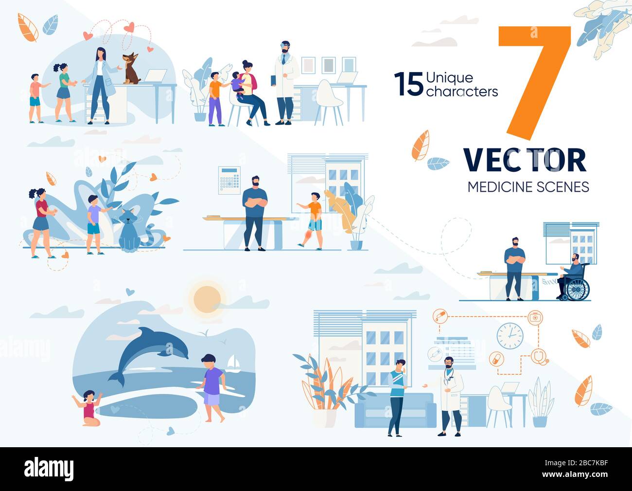 Modern Healthcare Services Flat Vector Scenes Set Stock Vector Image ...