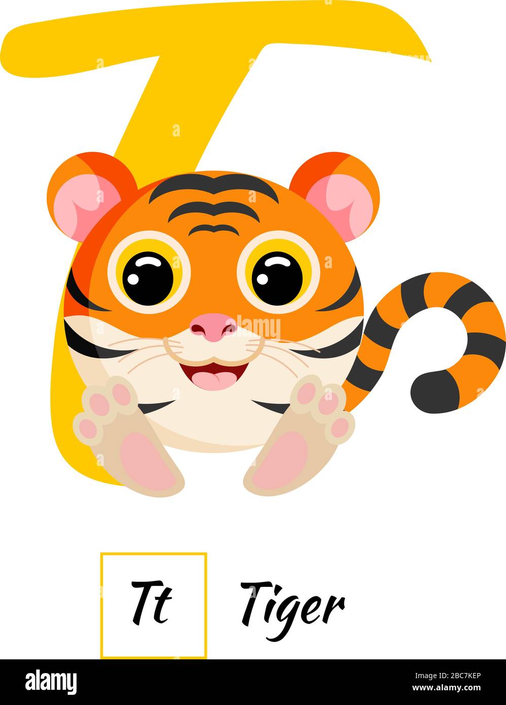 Cute English animal alphabet letter T vector image Stock Vector Image ...
