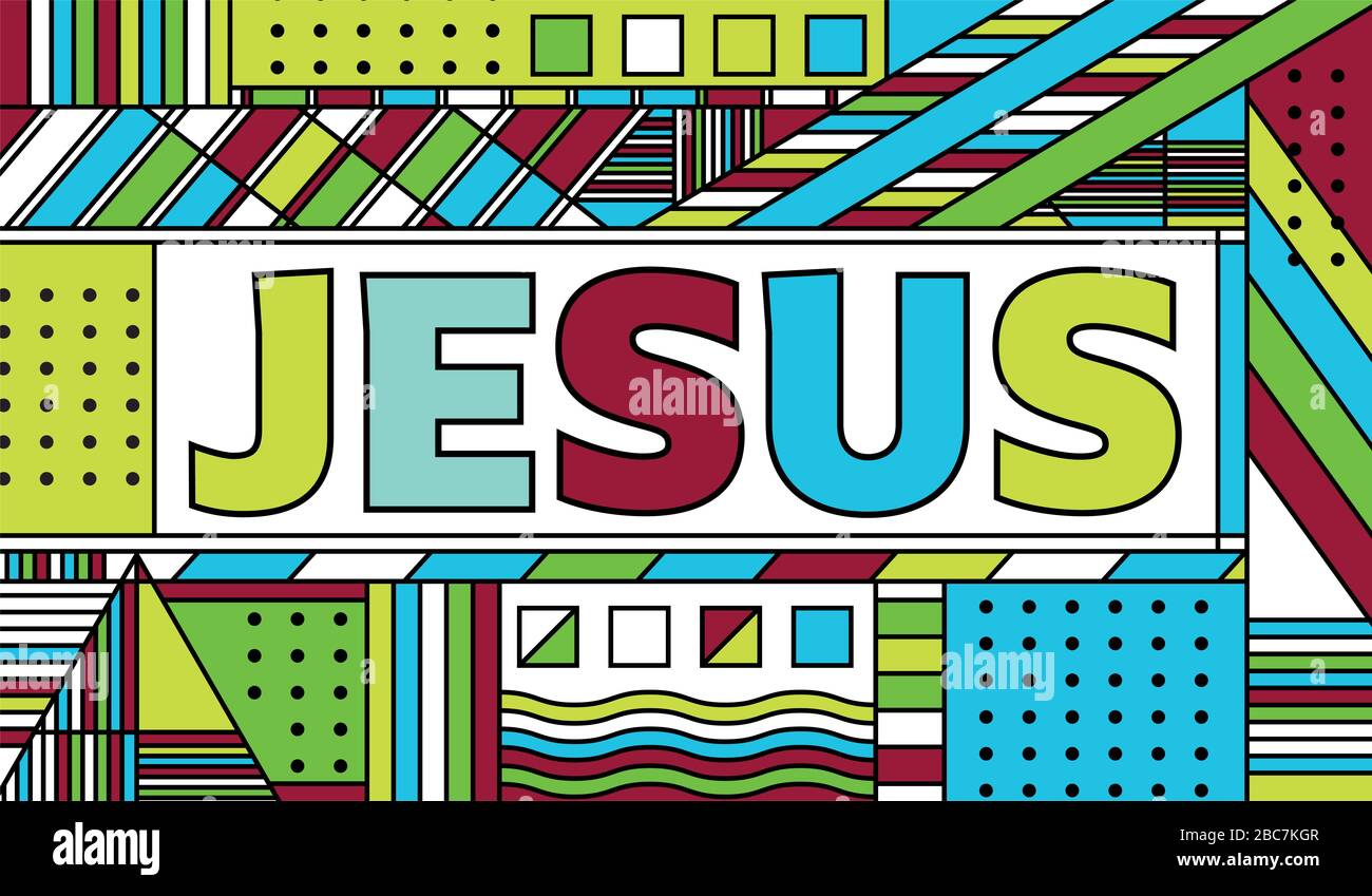 The name JESUS written in abstract patterns and colors illustration ...