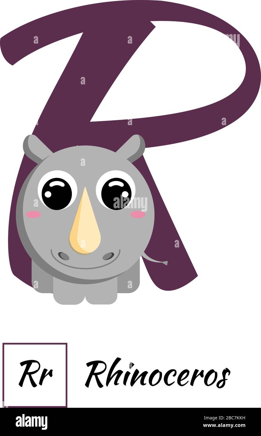 Cute English animal alphabet letter R vector image Stock Vector Image ...