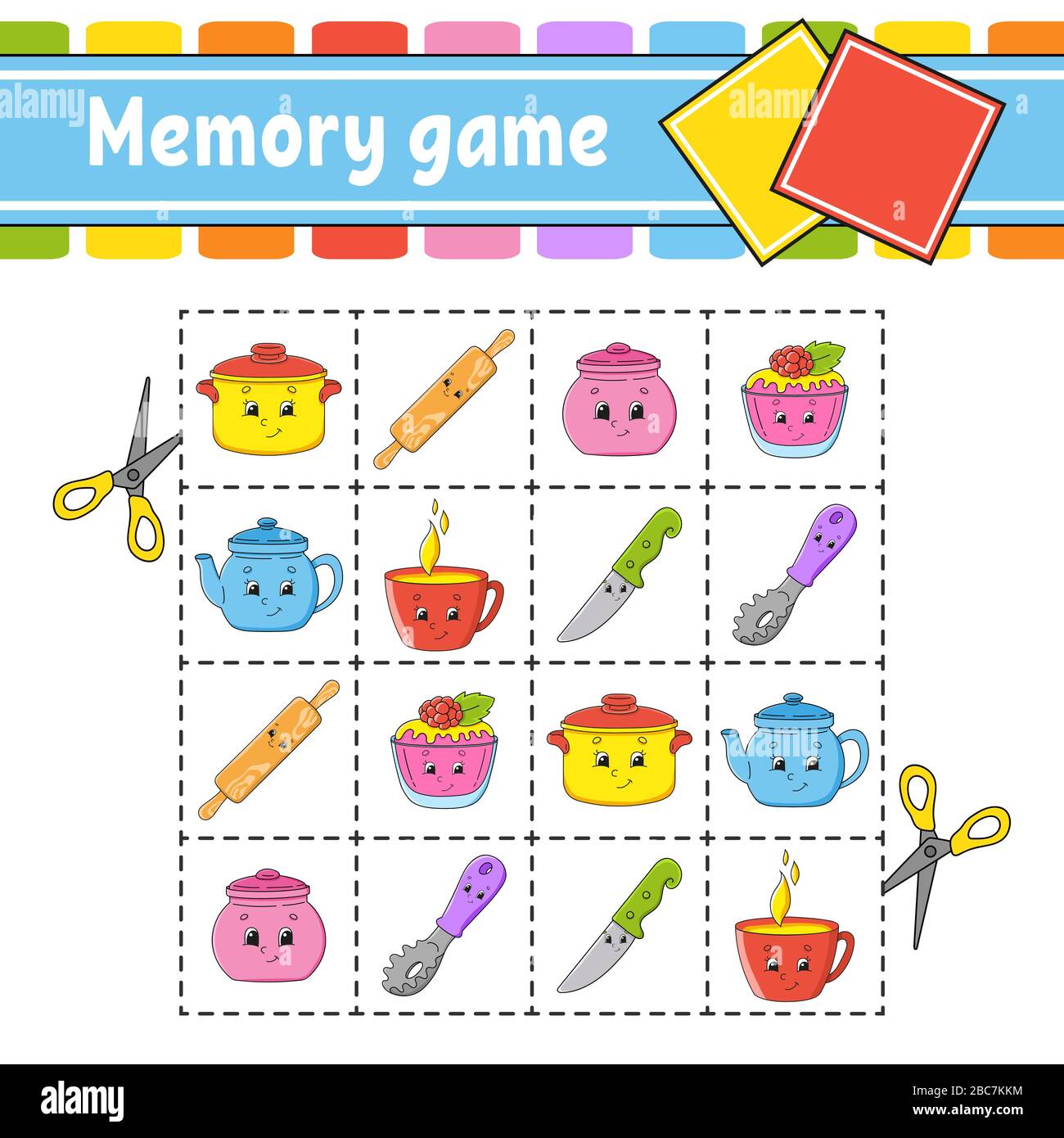 Memory game for kids. Education developing worksheet. Activity page ...