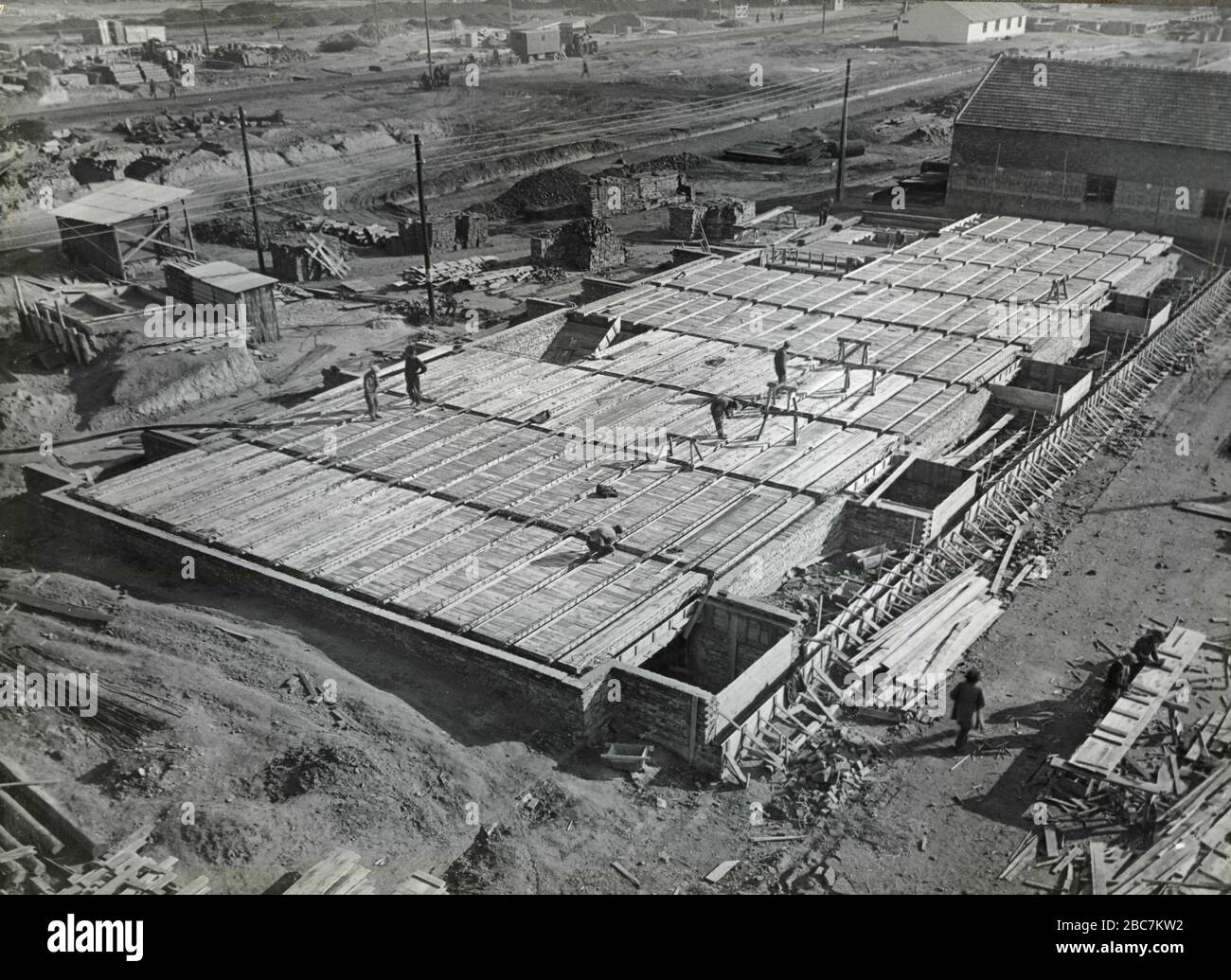 View of the construction of the warehouse of the Sovietic steel plant ...