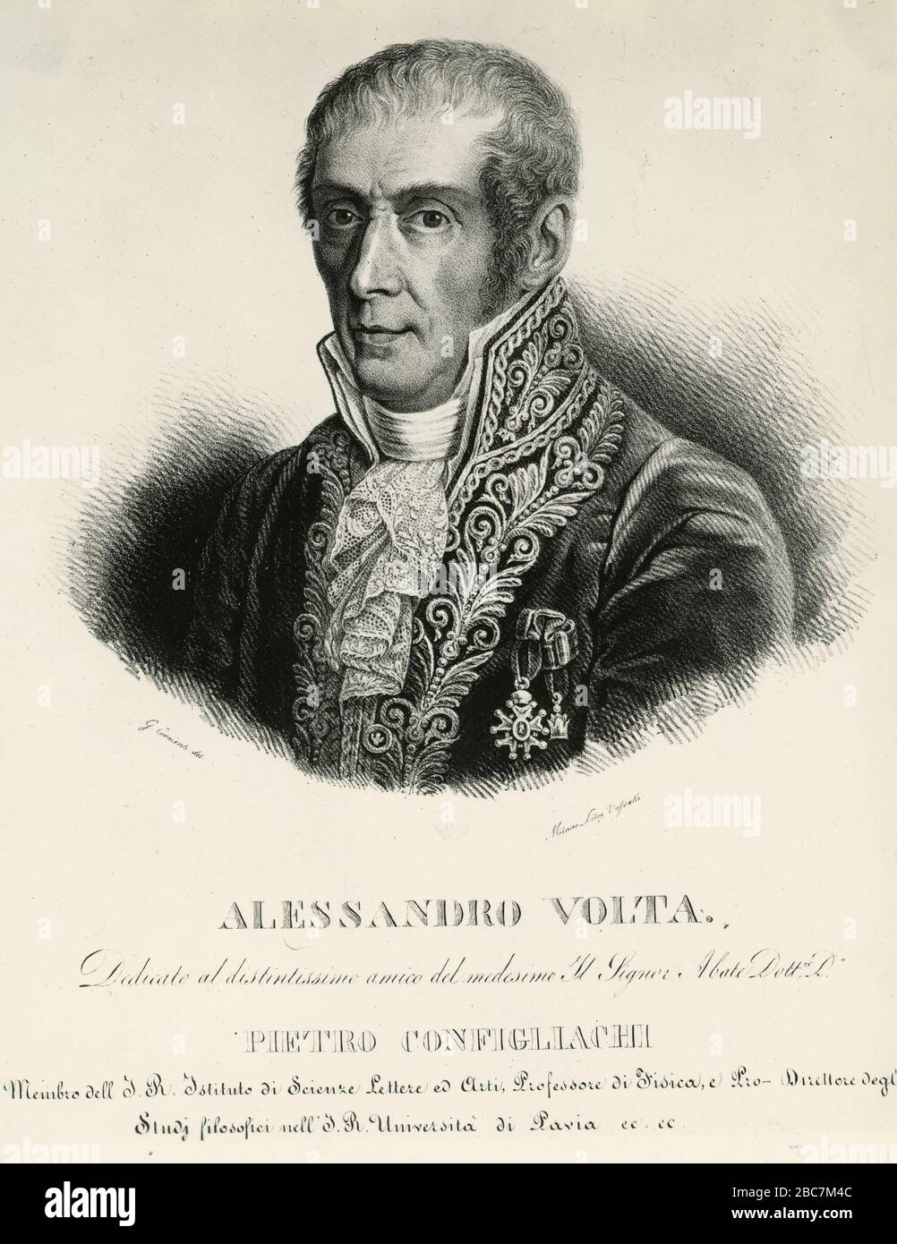 Portray of Italian physicist and chemist Alessandro Volta, Pavia, Italy ...