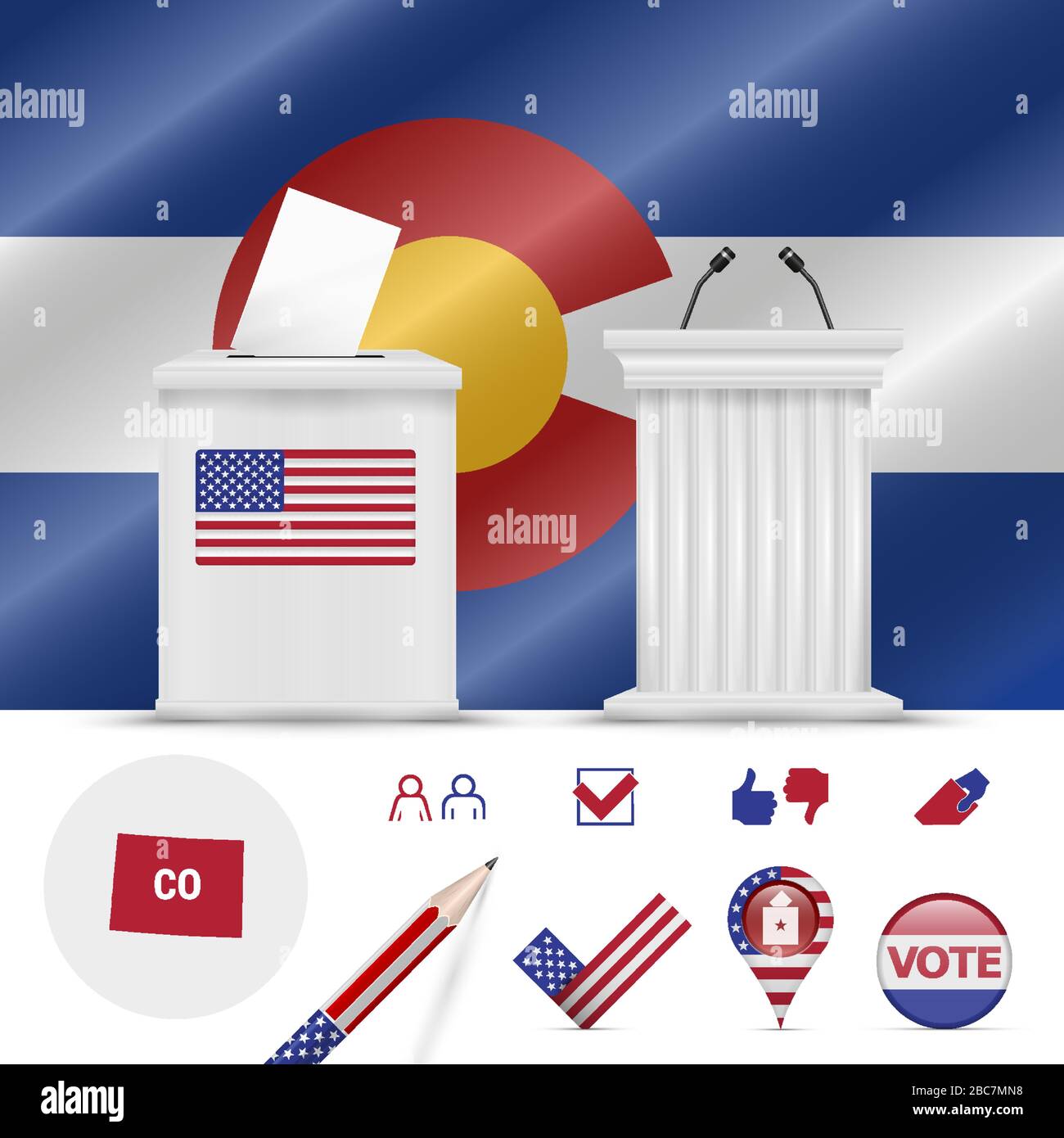 Presidential elections in Colorado. Vector waving flag, realistic ...