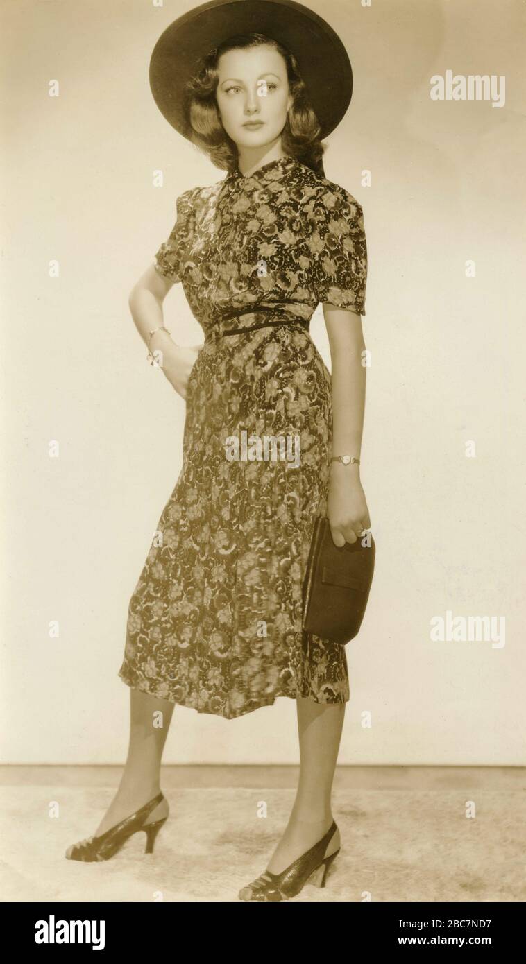 American actress Virginia Grey showing an ungraceful standing position ...