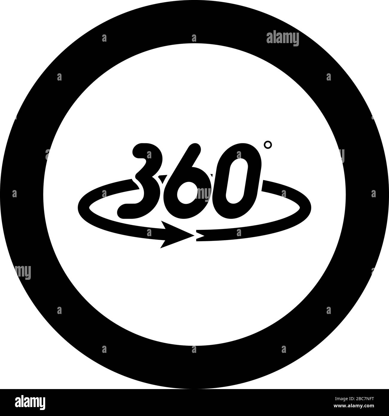 360 degree rotation arrow Concept full view icon in circle round black ...