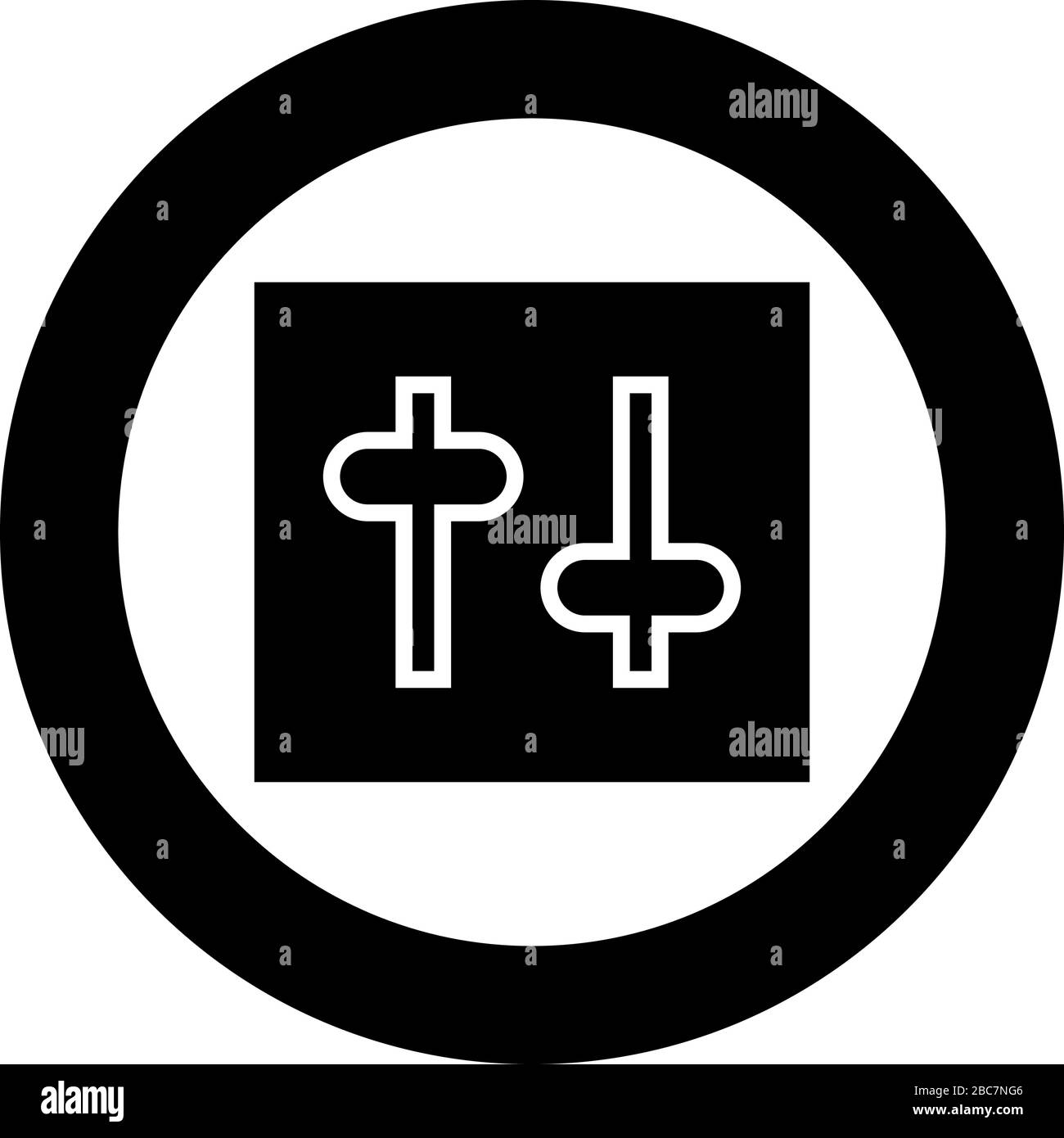 Settings knob Setting Switches regulators icon in circle round black ...