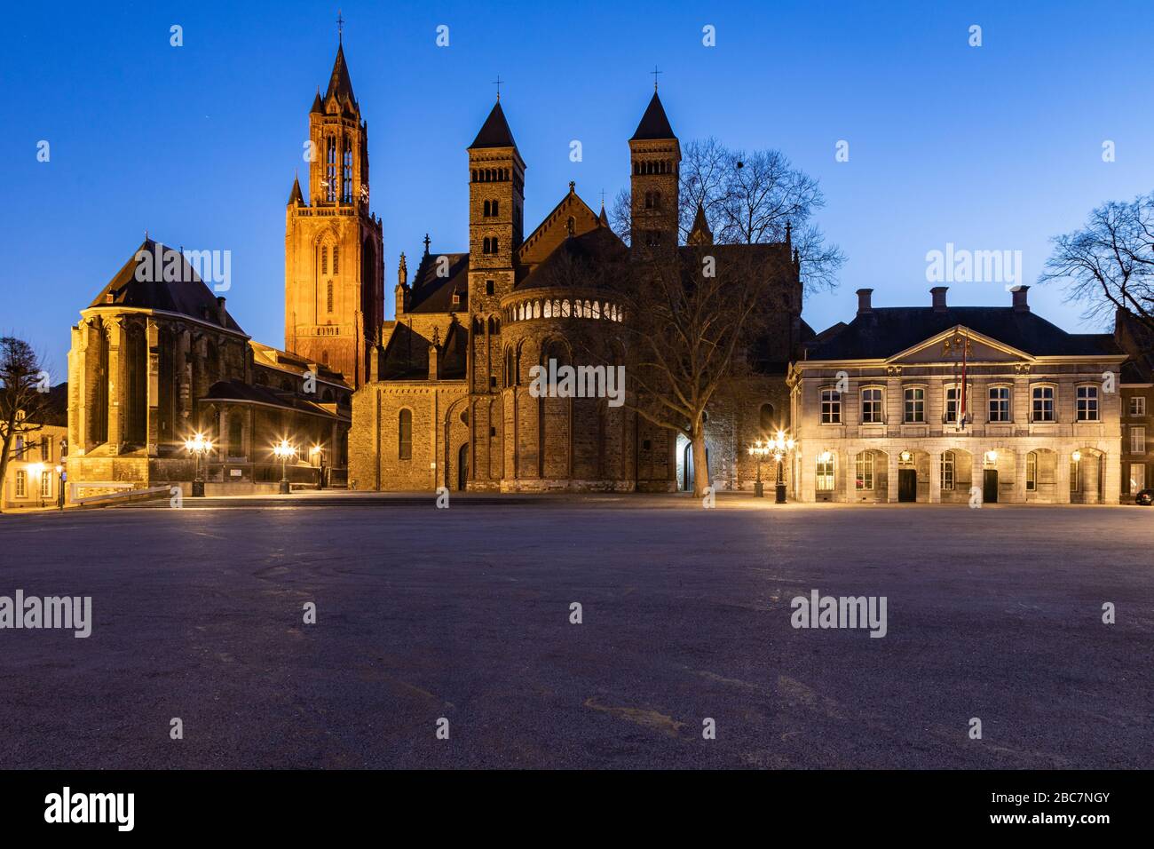 Unique view of a empty Vrijthof square and no people in downtown ...