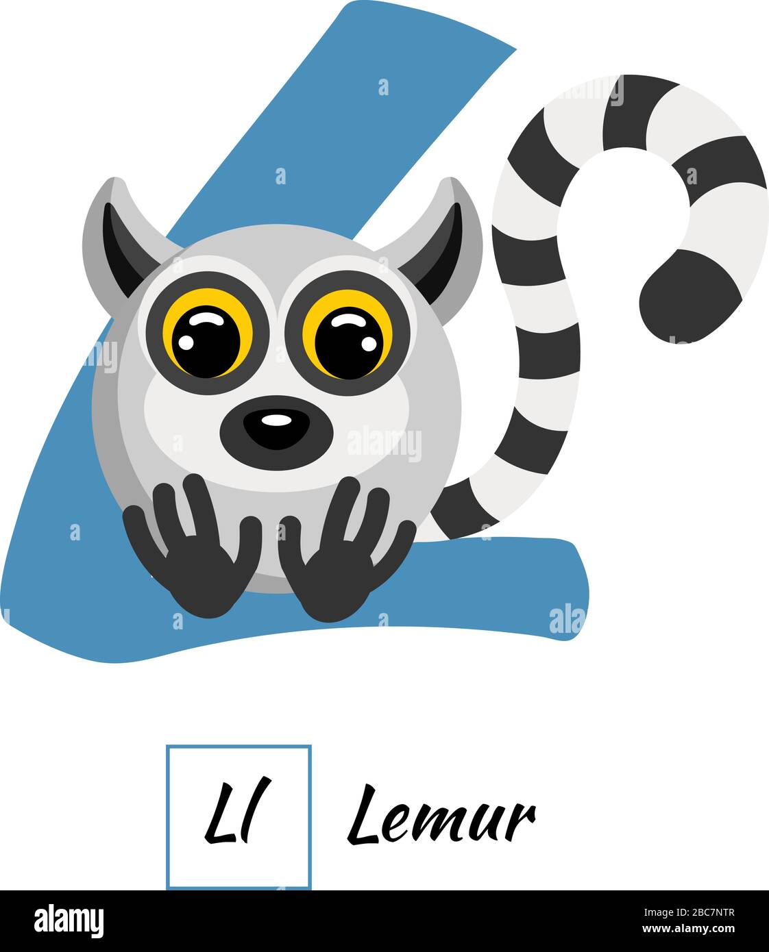Cute English animal alphabet letter L vector image Stock Vector Image ...