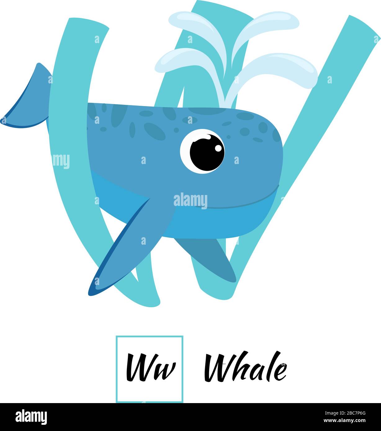 Cute English animal alphabet letter W vector image Stock Vector Image ...