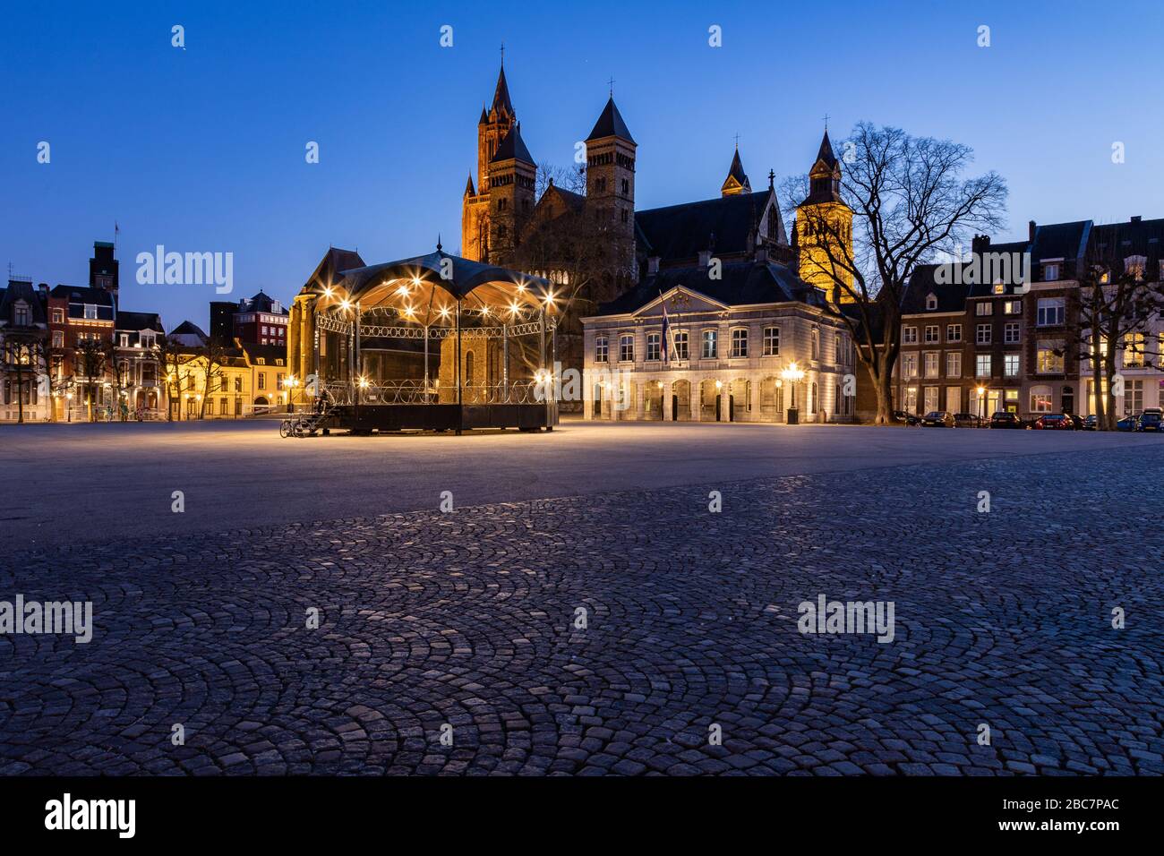 Unique view of a empty Vrijthof square and no people in downtown ...