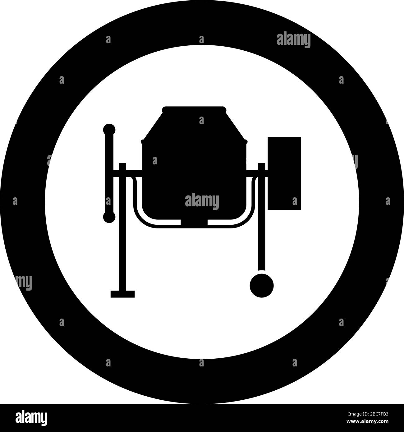 Concrete mixer cement machine icon in circle round black color vector illustration flat style ...