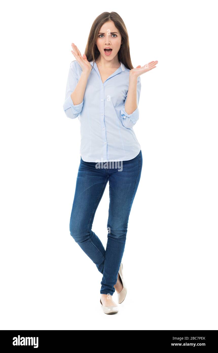 Female caucasian adult surprised Cut Out Stock Images & Pictures - Alamy