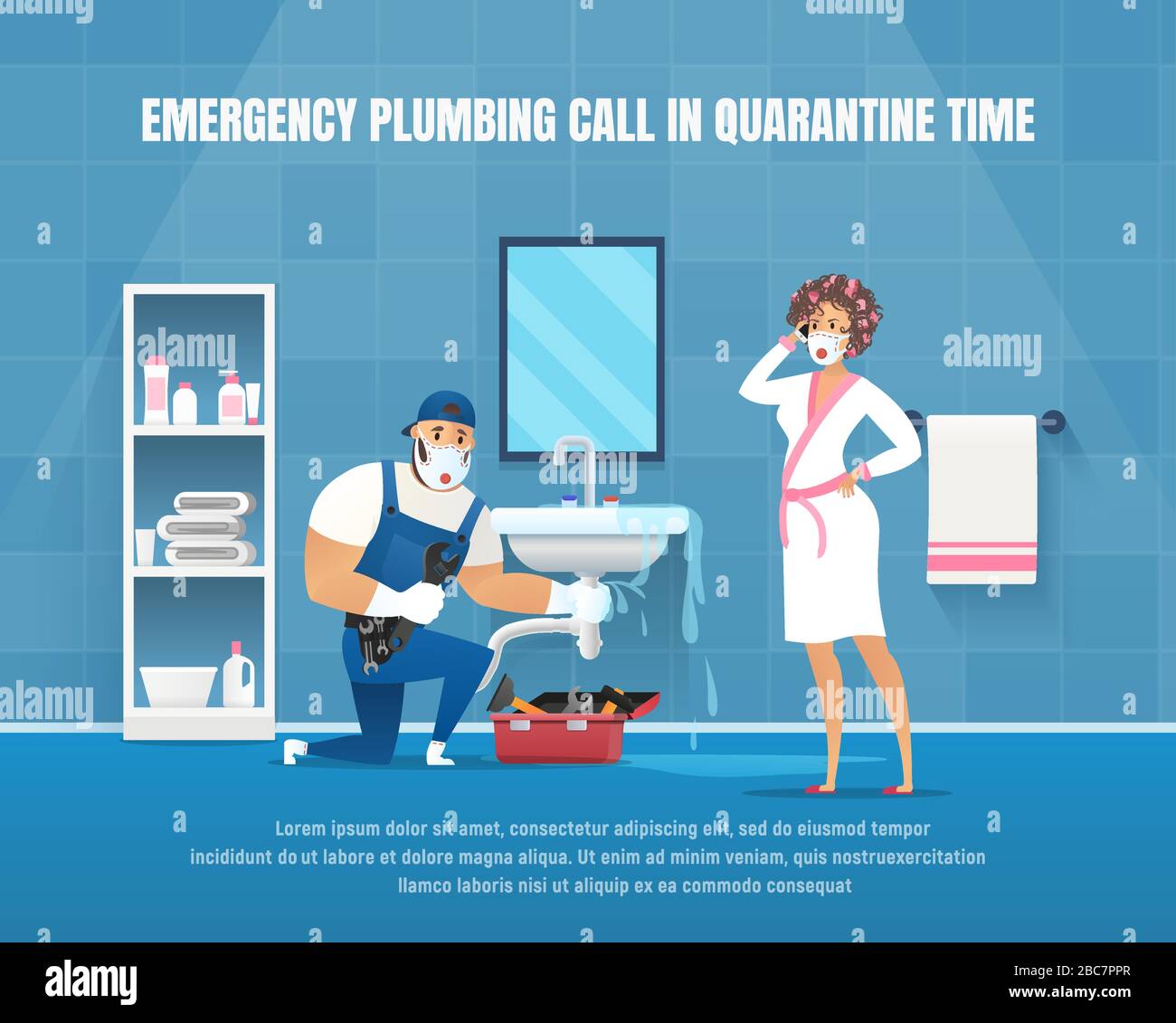 Vector Emergency Plumbing Call im Quarantine Time Stock Vector Image ...