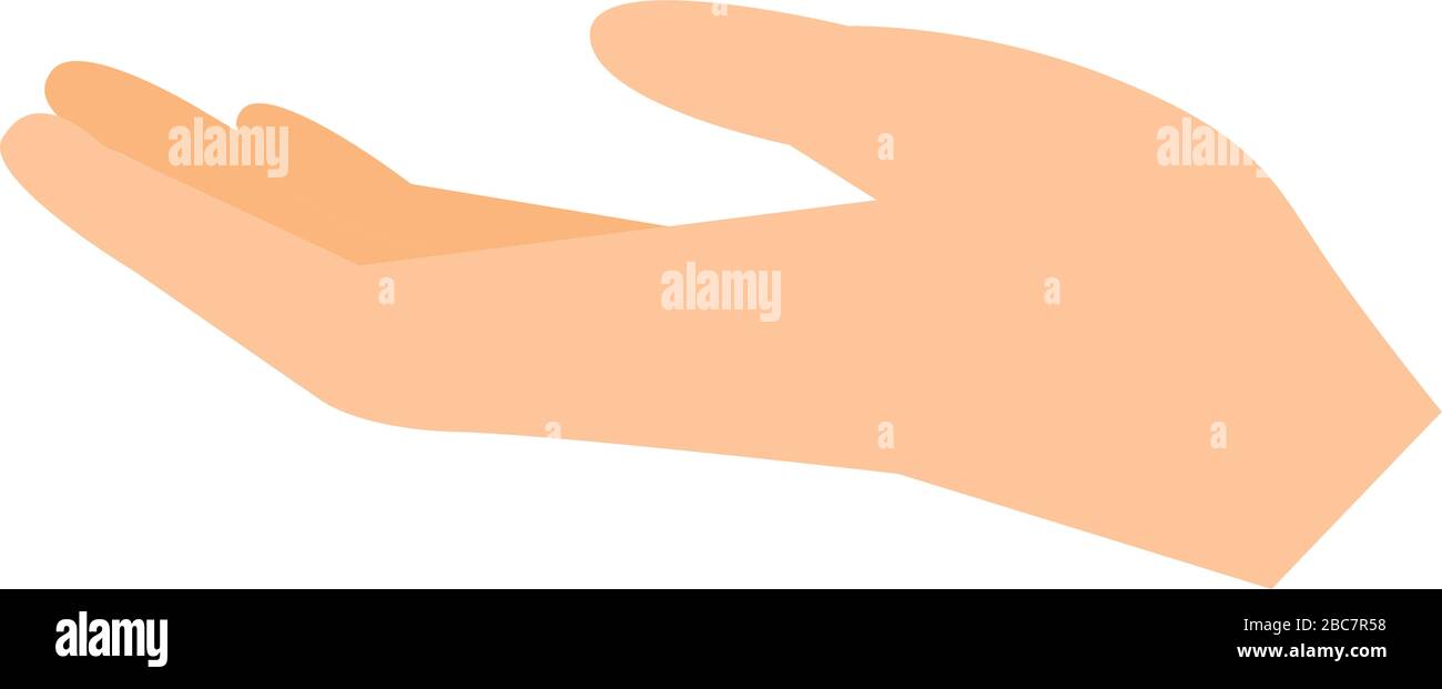 Outstretched hand vector illustration flat design isolated on white ...