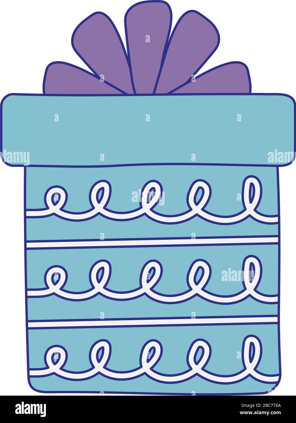 happy birthday, wrapped gift box with decorative ribbon isolation ...