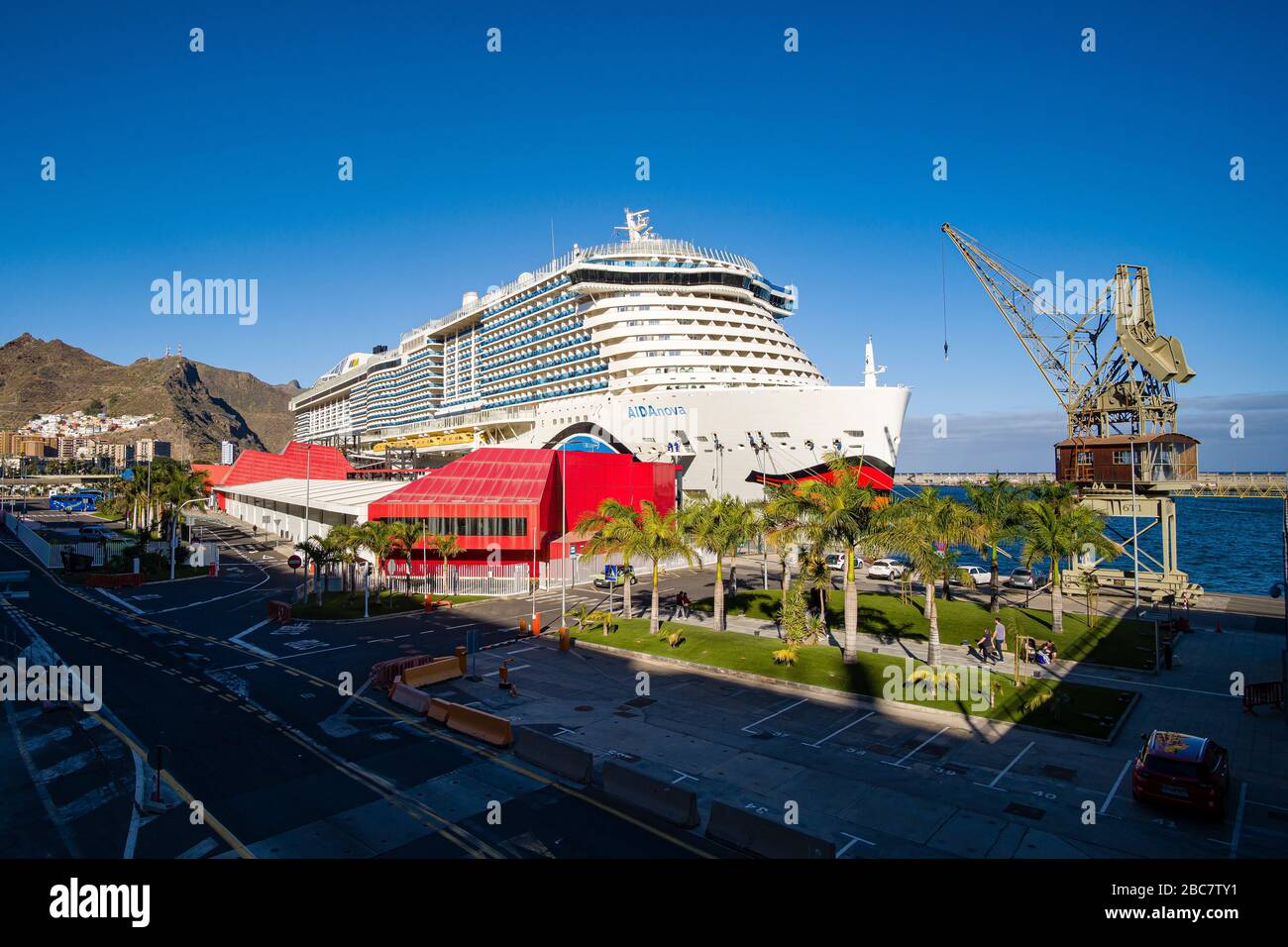The cruise ship Aida Nova is anchoring in the Port of Santa Cruz de ...