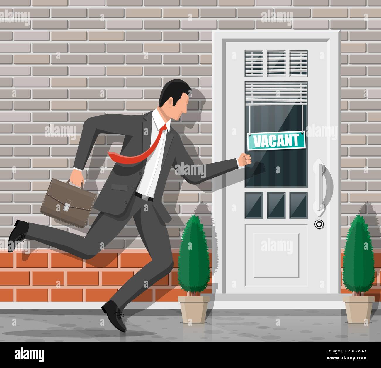 Office door with vacancy sign. Fast running employee. Hiring and ...