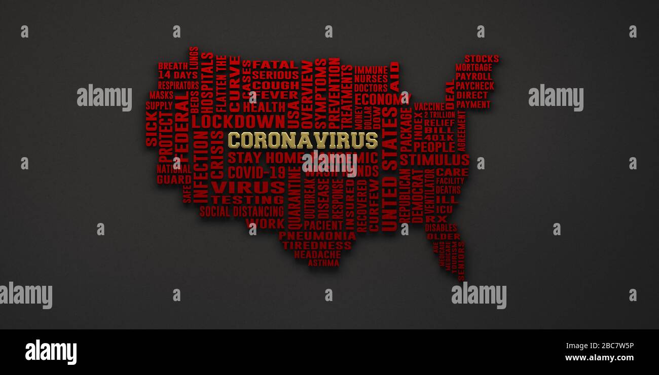 United States Coronavirus Word Cloud Map. America Coronavirus Map ...