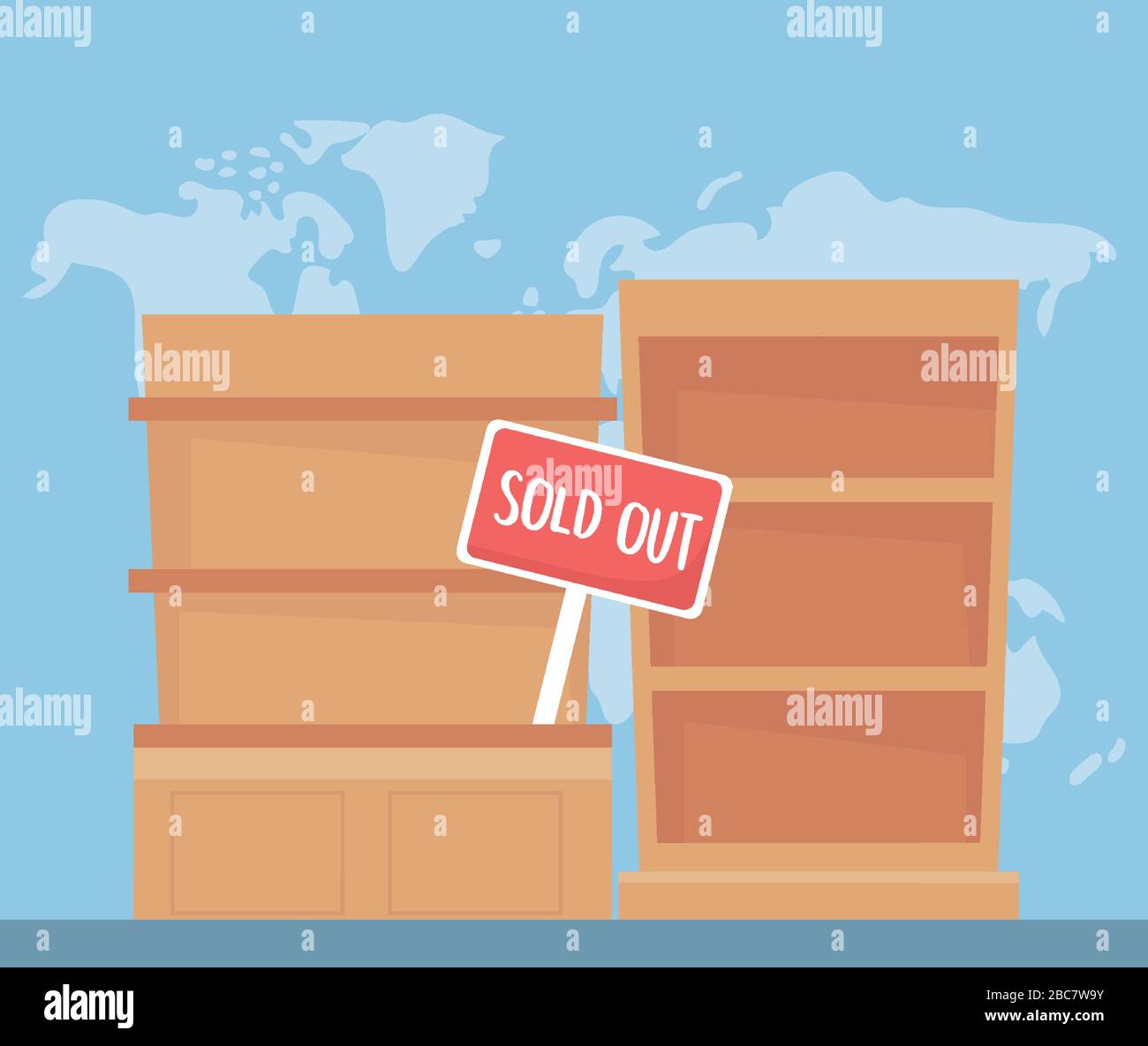 shelves sold out problem world, excess purchase vector illustration ...