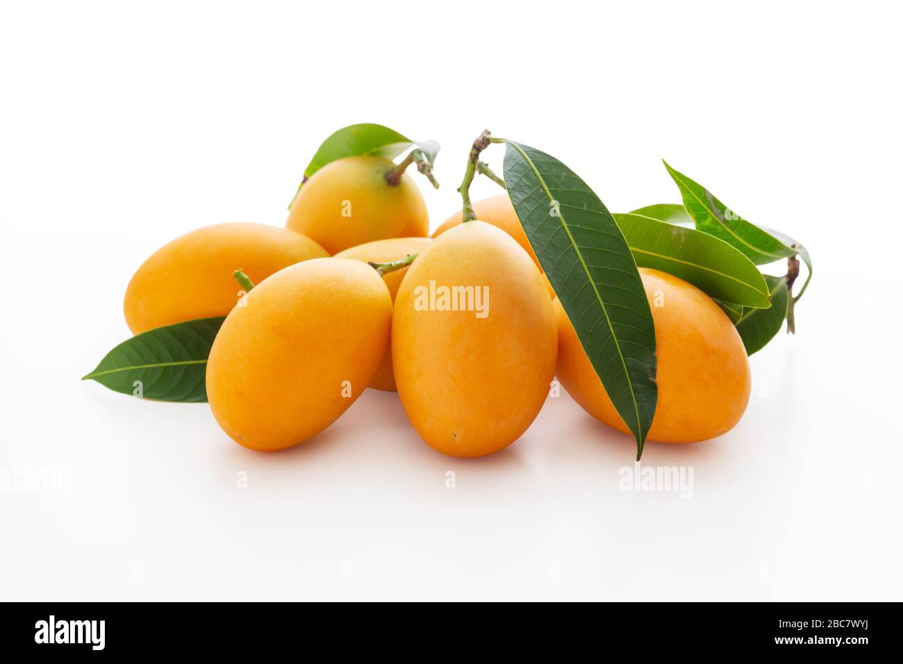 Marian plum or plum mango with green leaf isolated on white background ...
