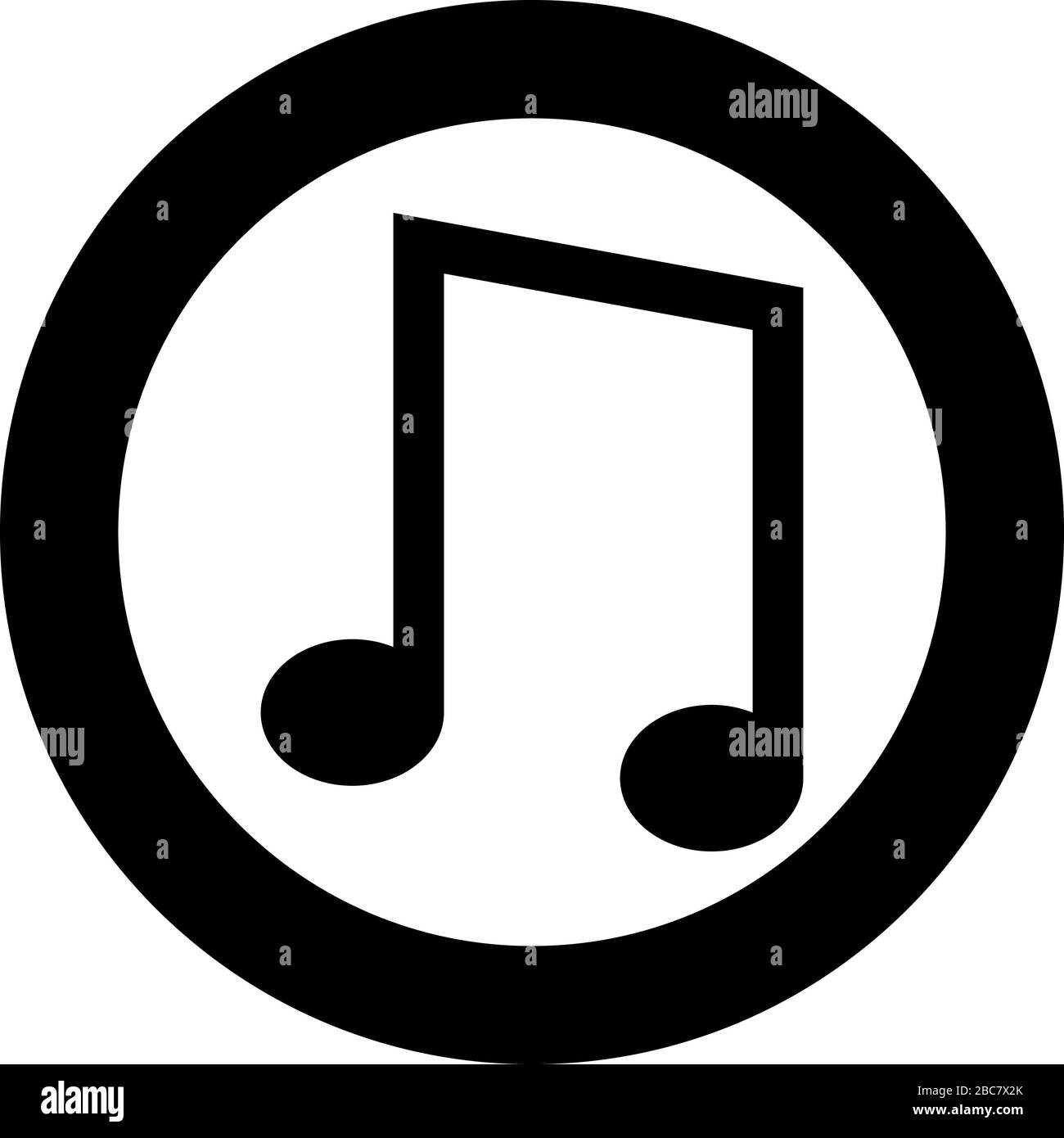 Eighth notes icon in circle round black color vector illustration flat ...