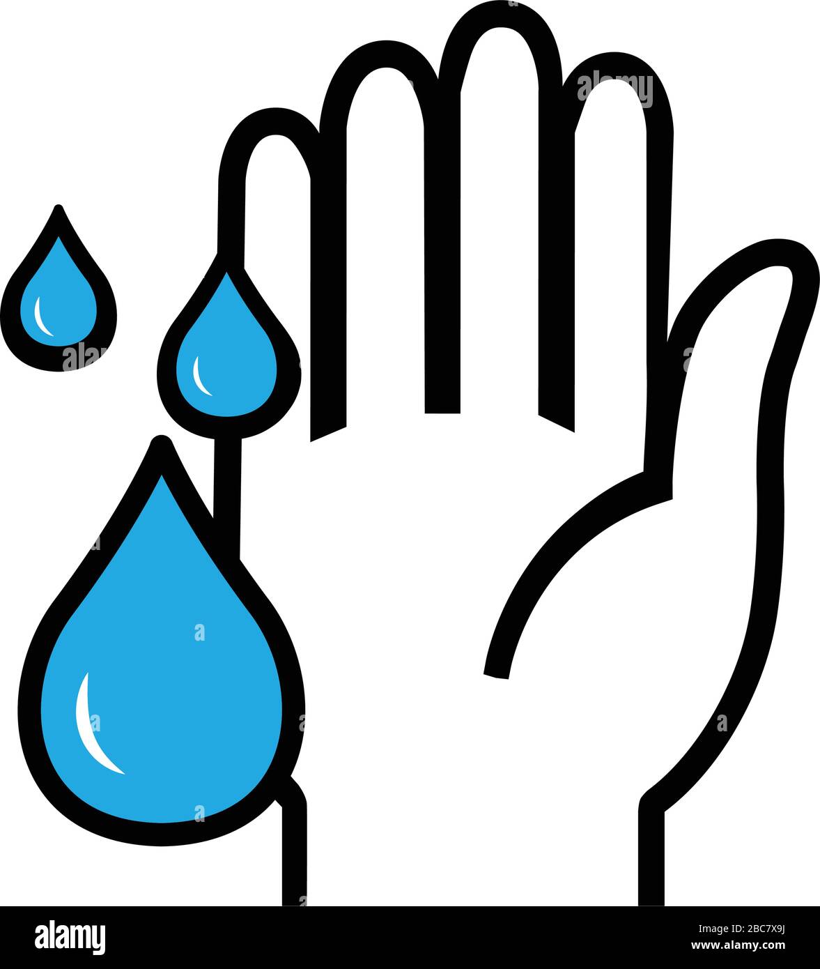 Hand and water drop line icon vector isolated on white Stock Vector ...