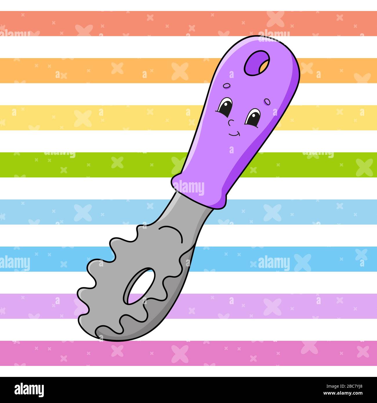 Spoon for spaghetti. Colorful vector illustration. Cartoon character ...