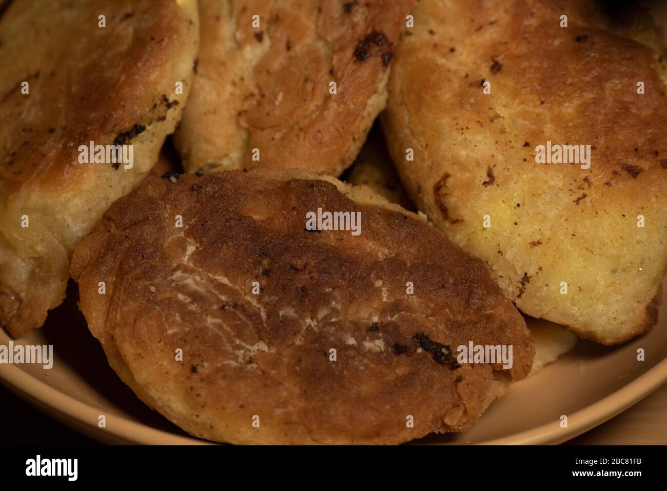 Frying pies, pasty on a pan. Patties in the pan. Homemade. Fried ...