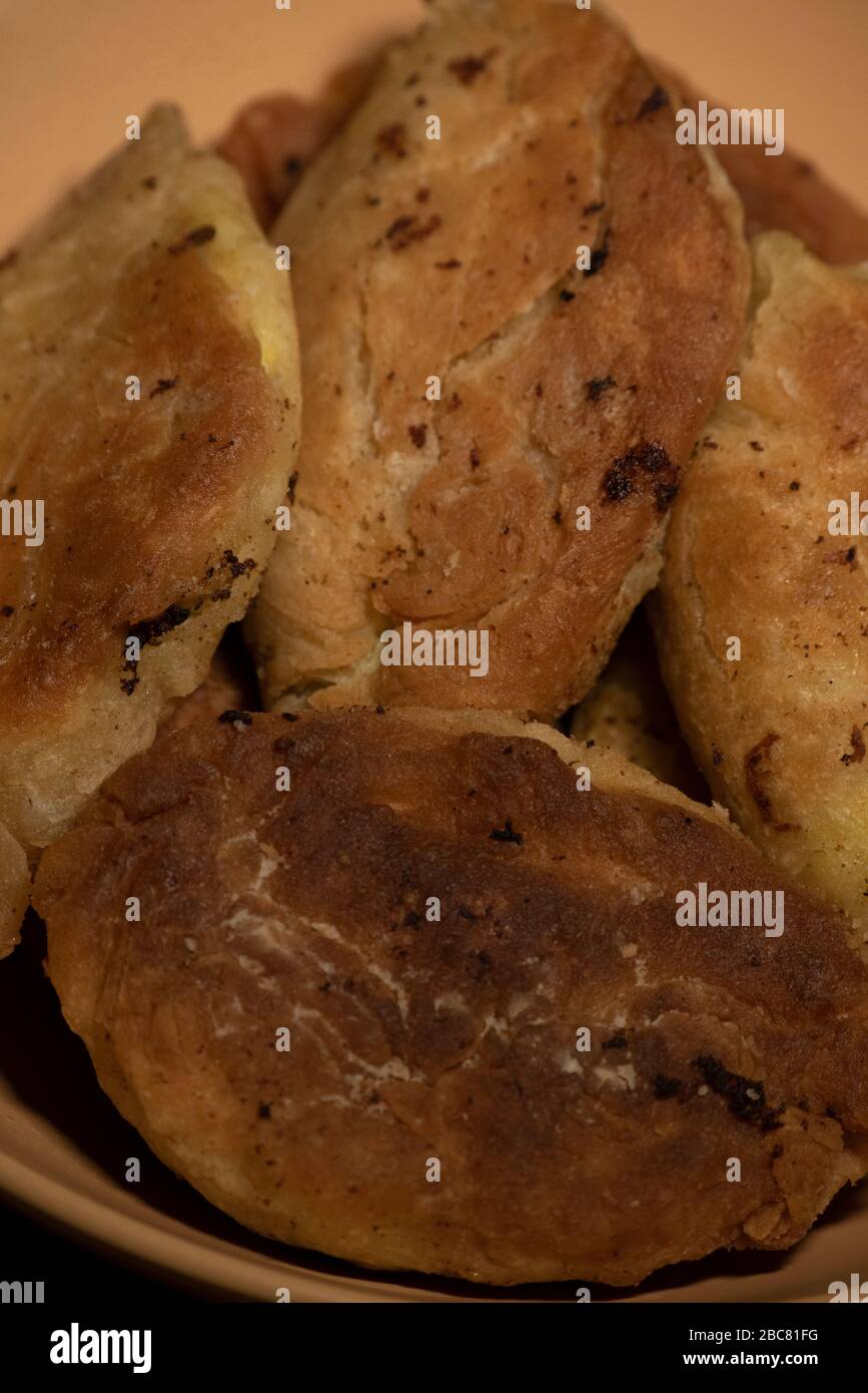 Frying pies, pasty on a pan. Patties in the pan. Homemade. Fried ...
