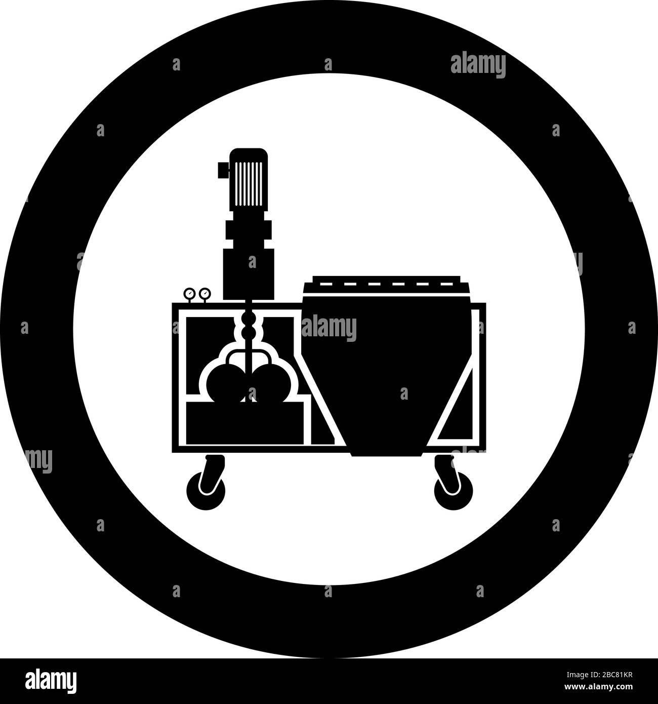Plaster station Wall decoration machine Solution mixing icon in circle ...