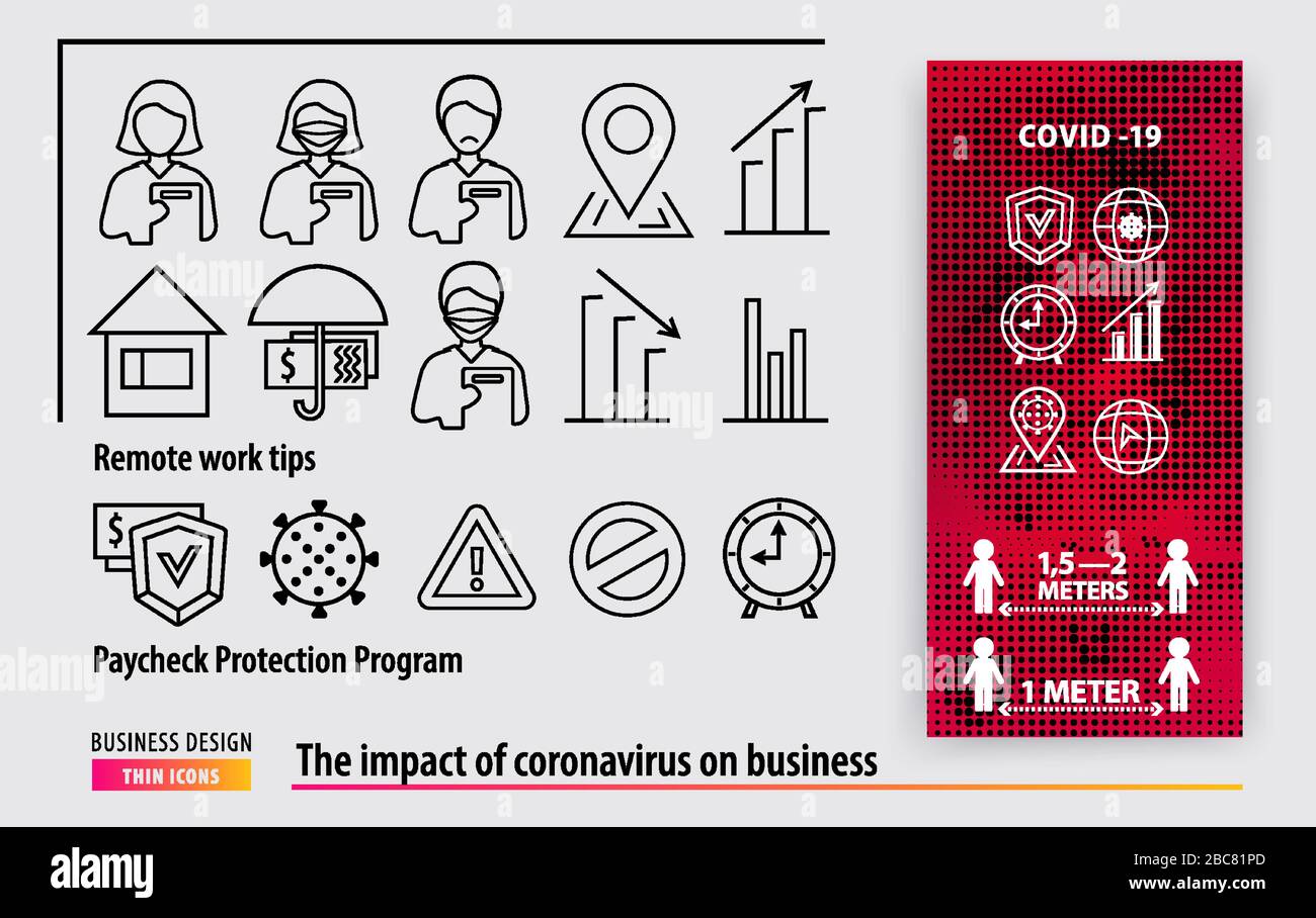Line black icons. Business support during the coronavirus epidemic ...