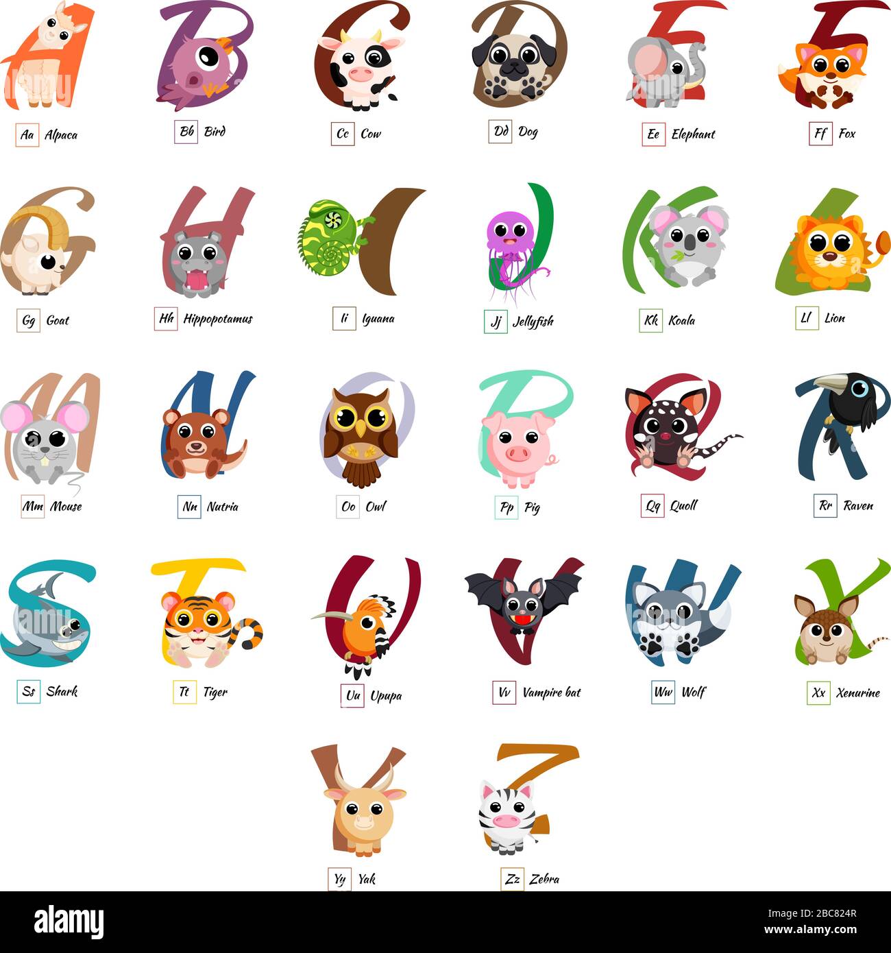 English animal alphabet set Stock Vector Image & Art - Alamy