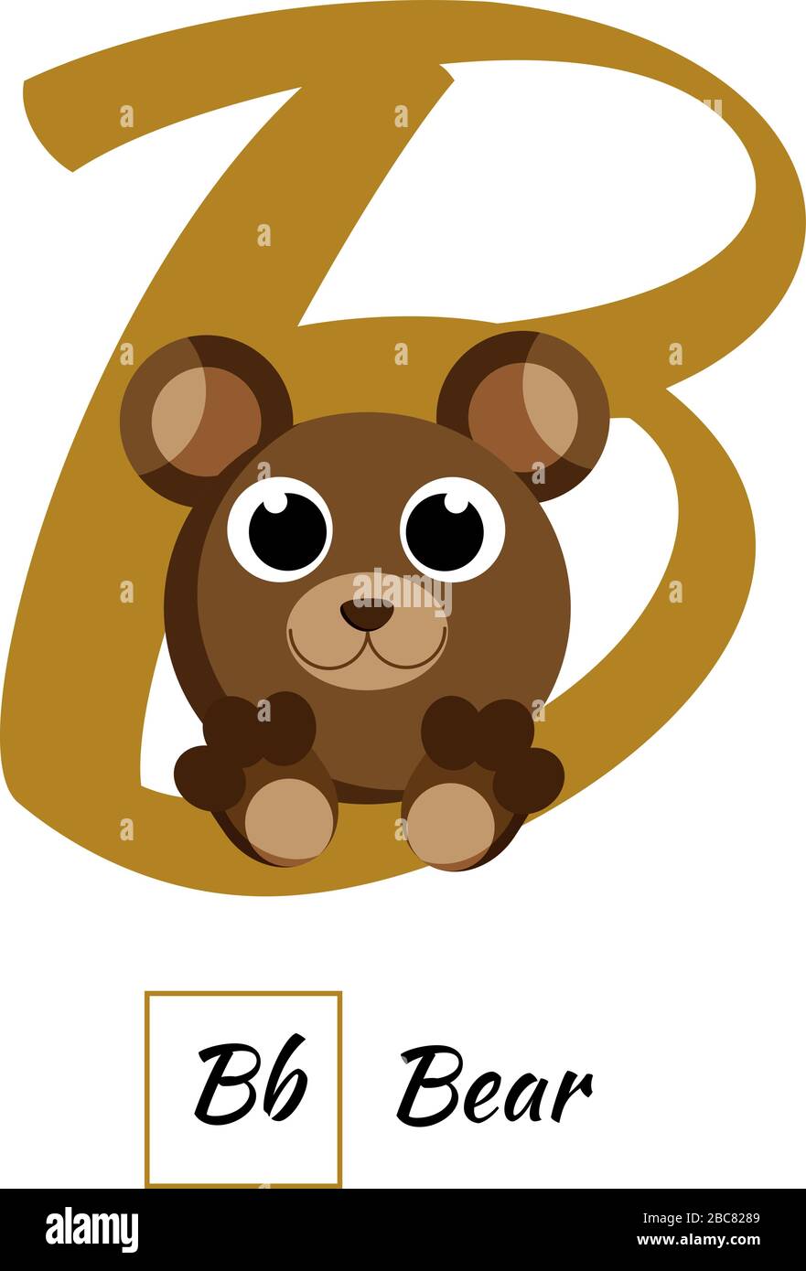 Cute English animal alphabet letter B vector image Stock Vector Image ...
