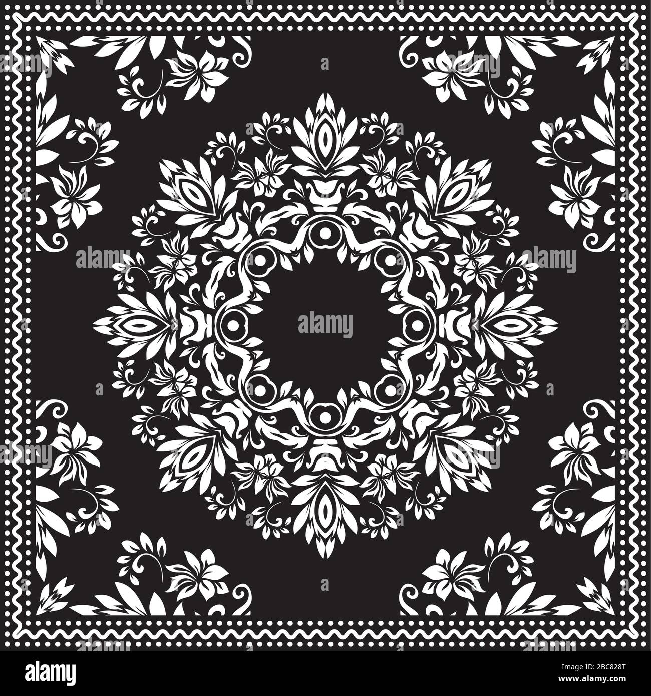 Bandana Pattern Vector Black And White