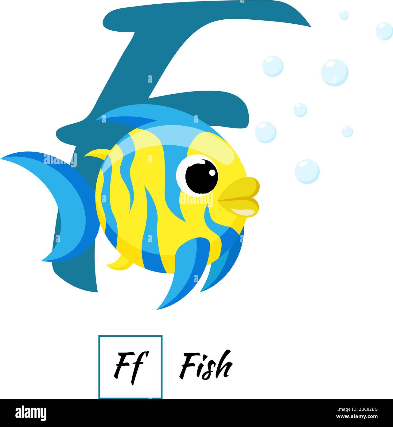 Cute English animal alphabet letter F vector image Stock Vector Image ...