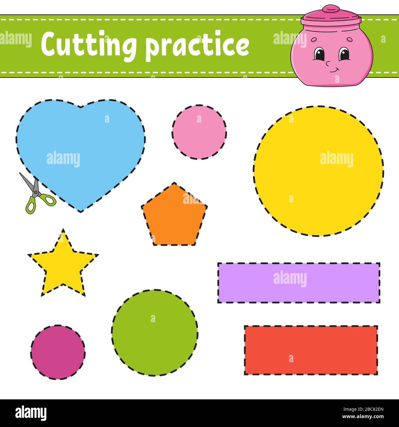 Cutting practice for kids. Education developing worksheet. Activity ...
