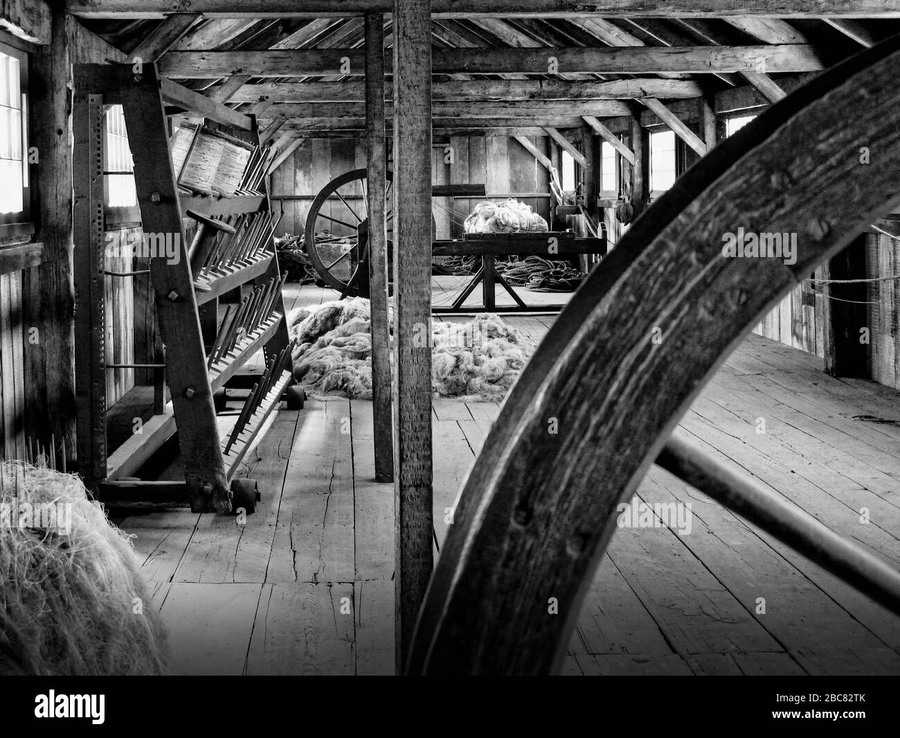 A brightly lit spinning vintage spinning loft above the salvaged ...