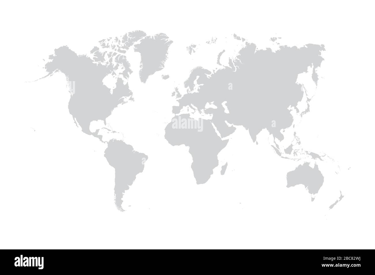 World map vector, isolated on white background. Flat Earth, gray map ...