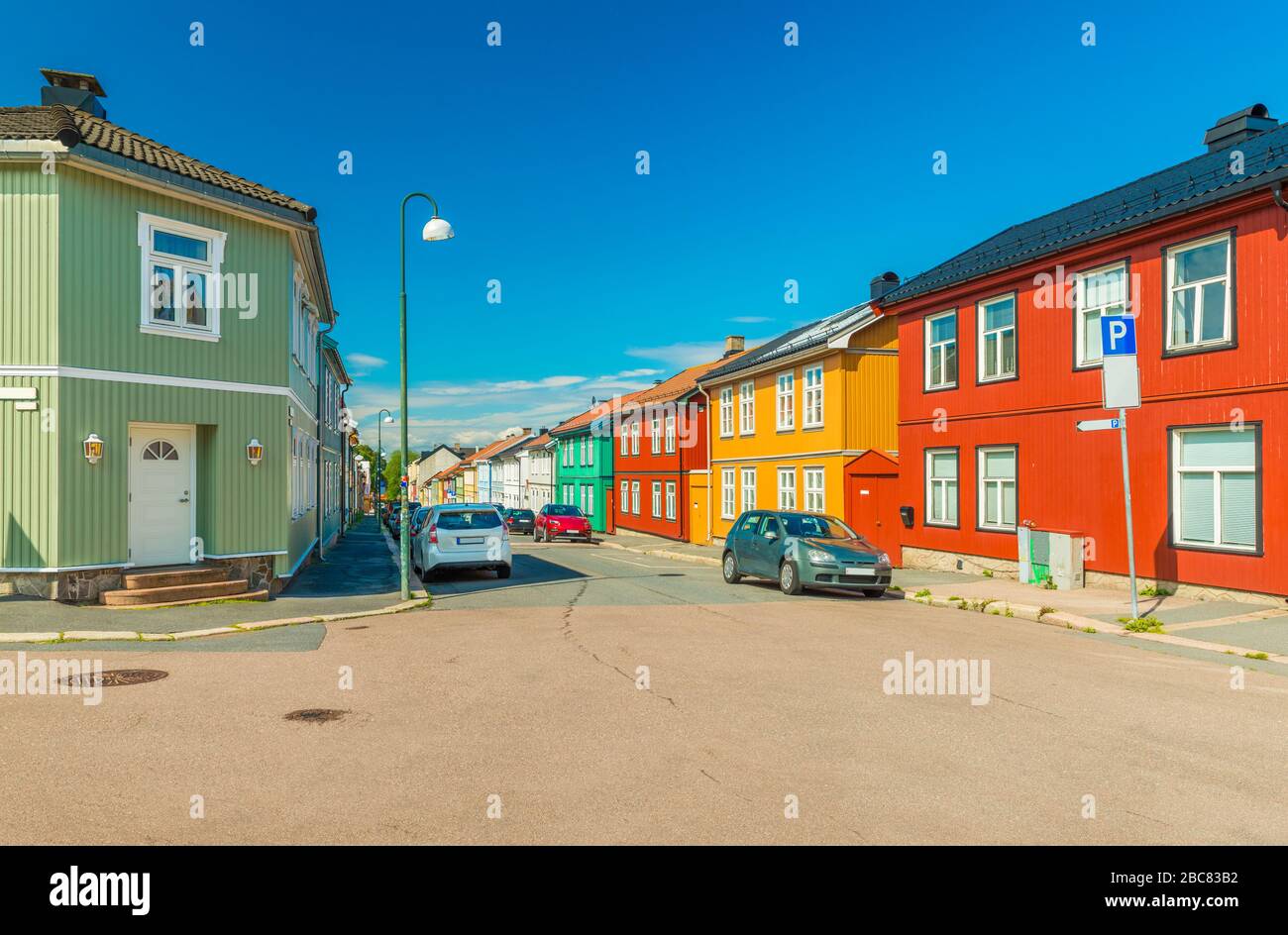 Colorful wooden houses in Oslo, Norway. Traditional Scandinavian ...
