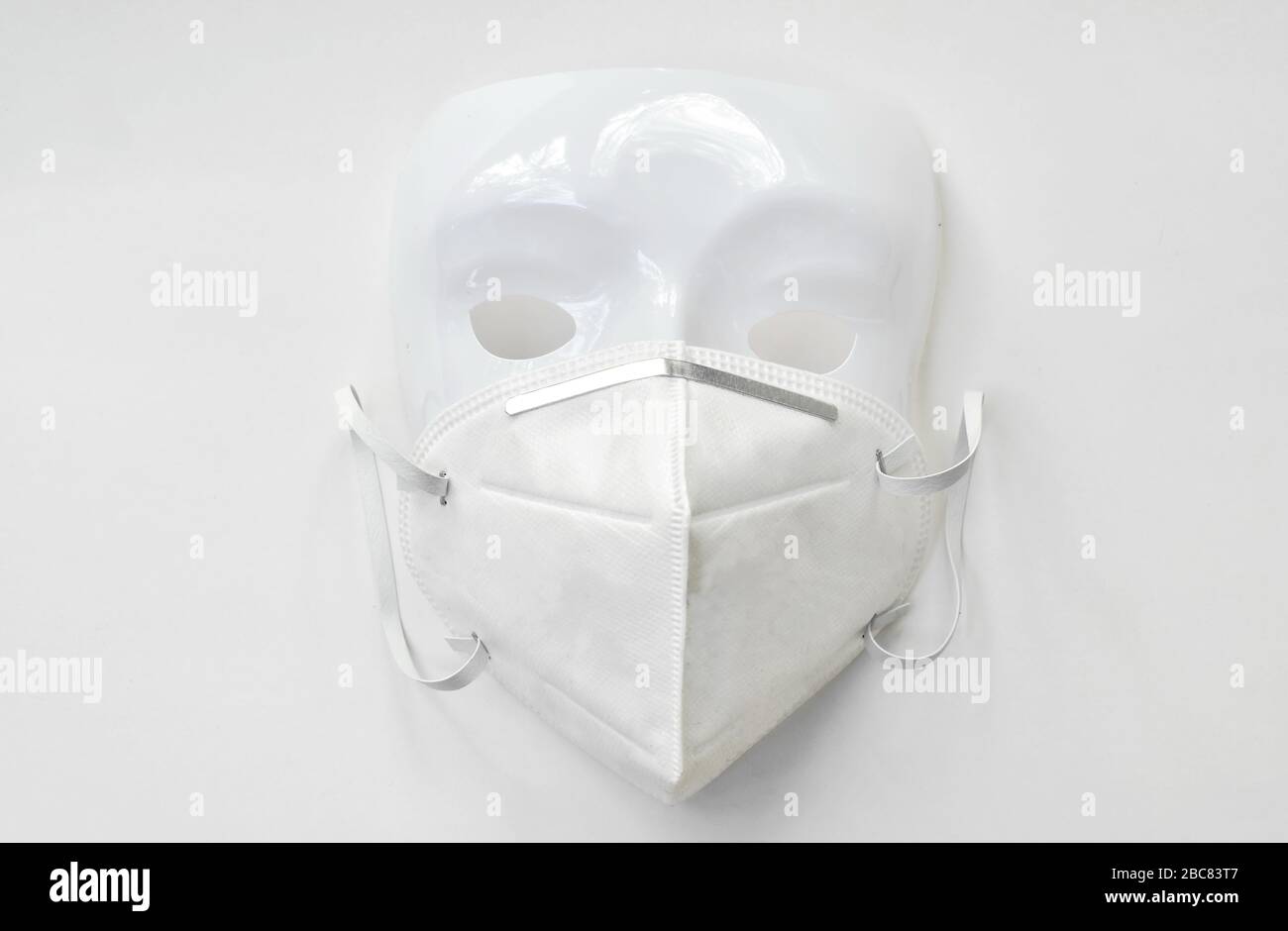 hygienic mask for protection nose and mouth on plastic human face in ...