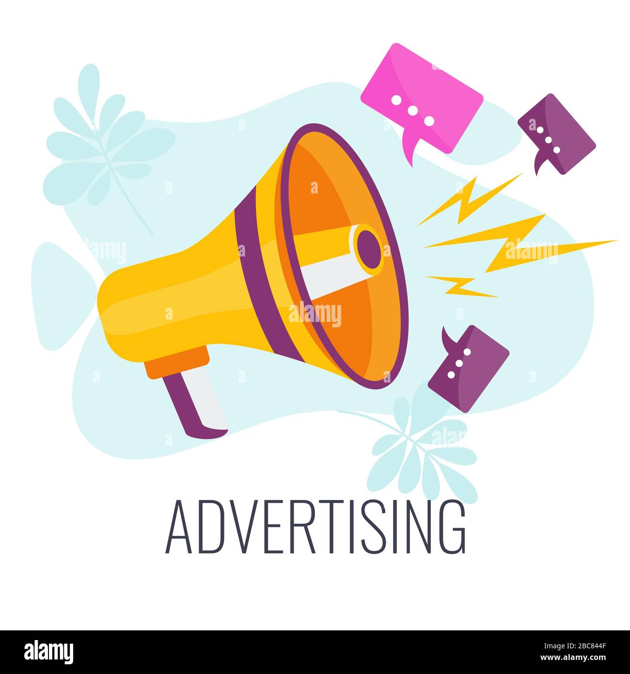 Advertising, marketing business concept. Megaphone sends messages Stock ...