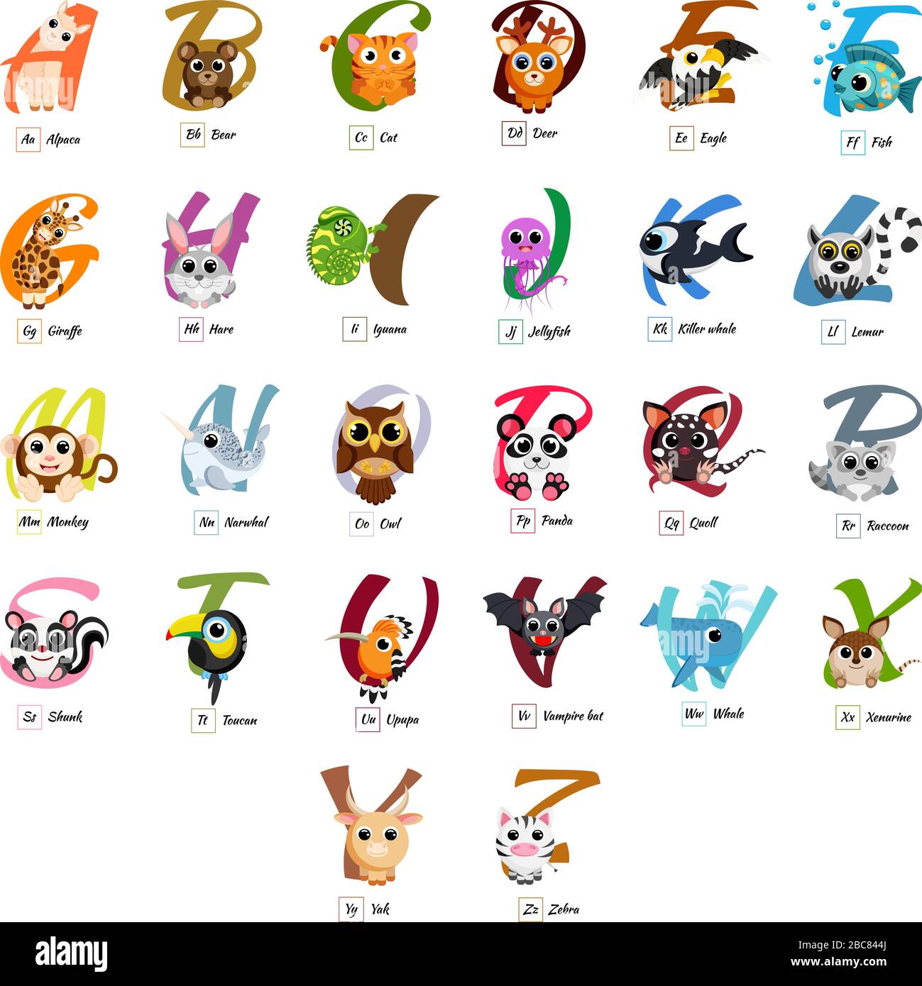 English animal alphabet set Stock Vector Image & Art - Alamy
