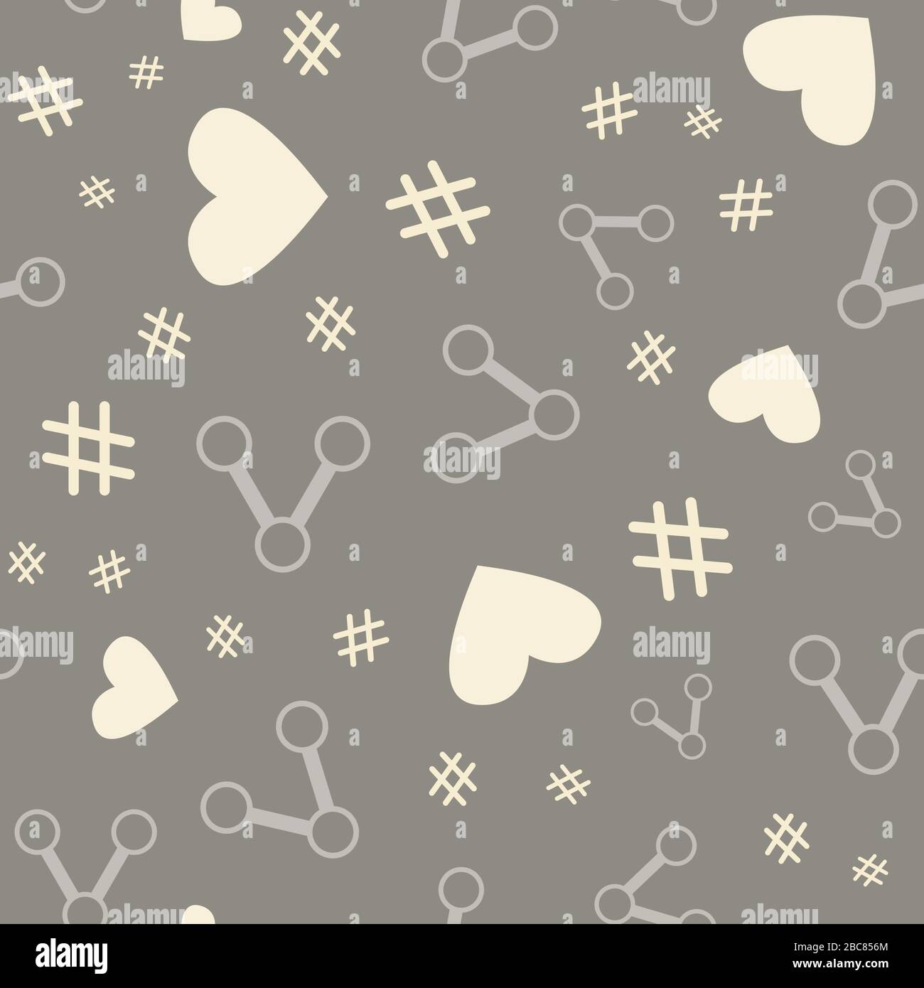 Retro share icon, hashtag, heart seamless vector pattern background ...