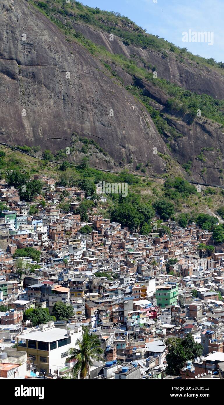 The overgrowded tightly packed dwellings of theRocinha favela in rio De ...