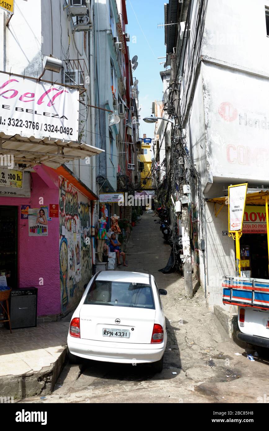 The tight narrow streets of Rocinha Favela Rio De Janeiro, Brazil Stock ...